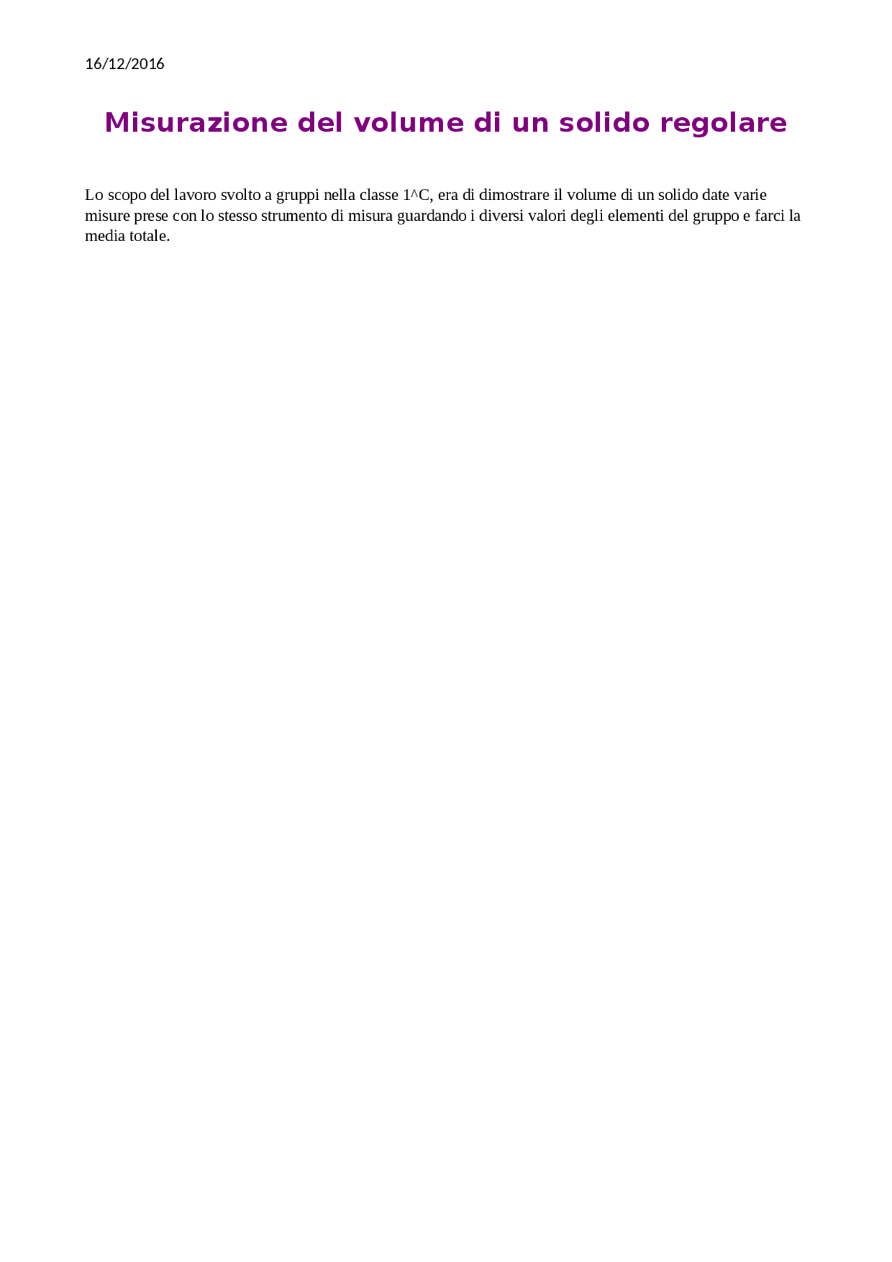Relazione Di Scienze Sulle Misure Docsity
