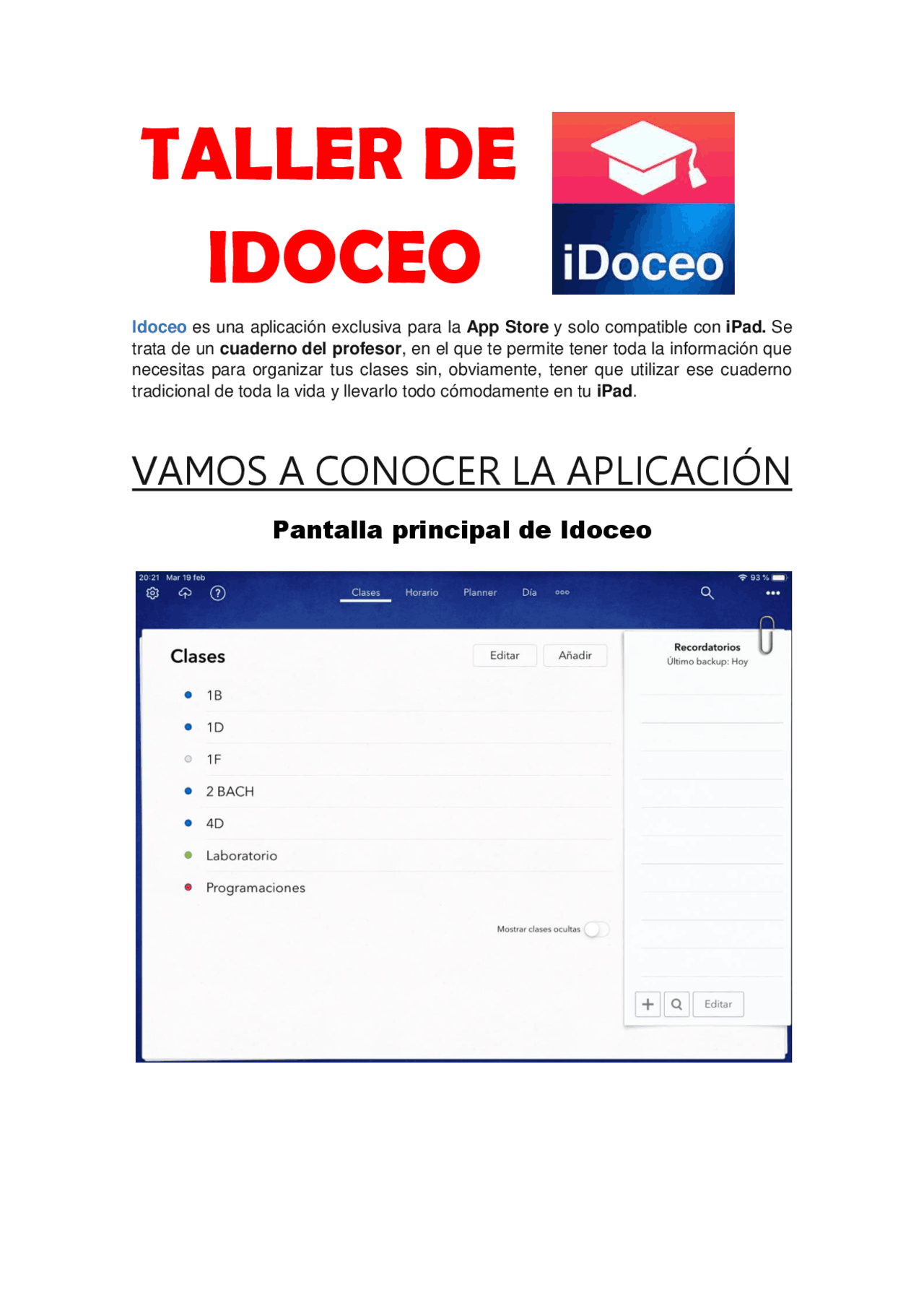 Taller: aprendo a usar Idoceo - Docsity
