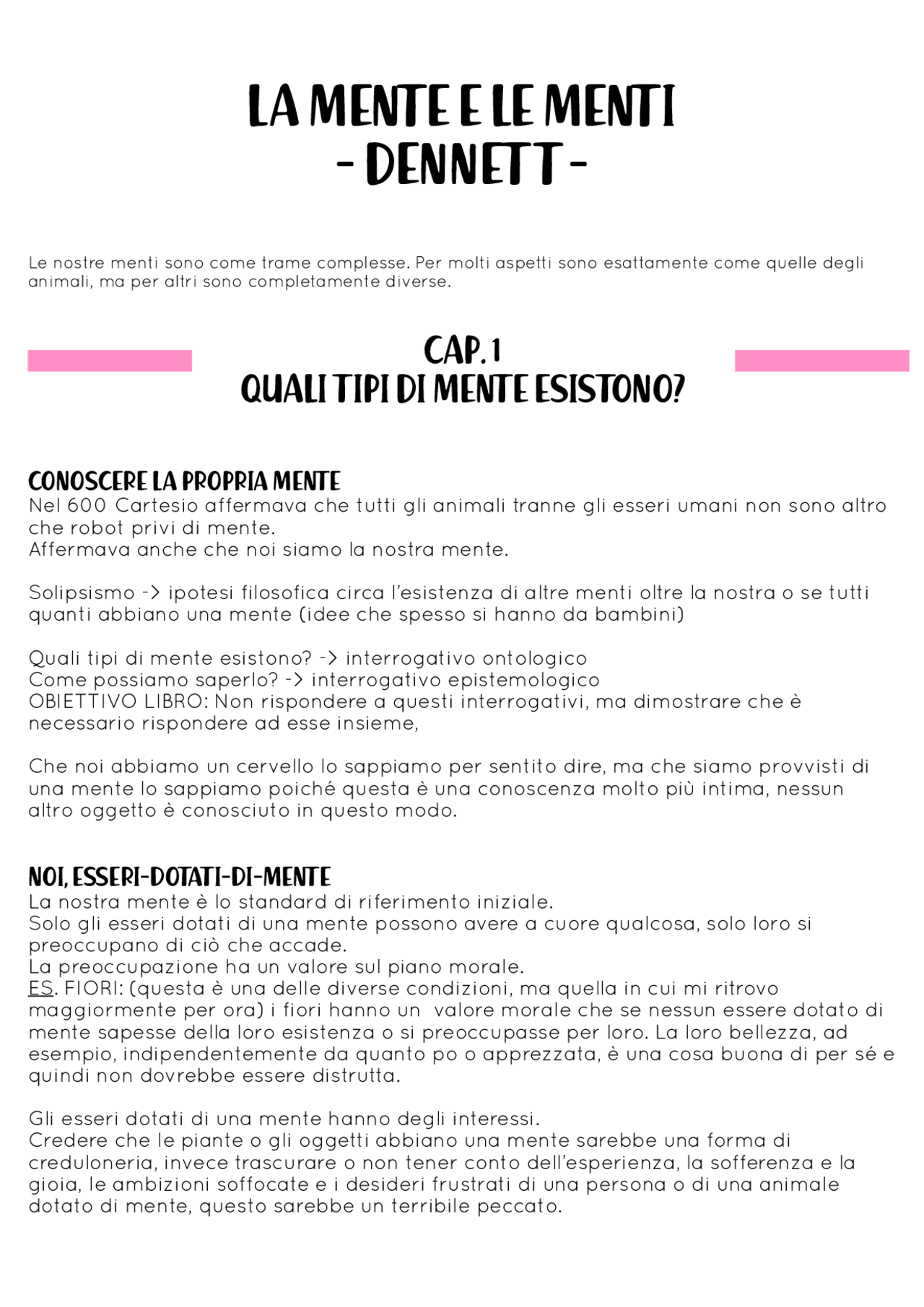 La mente e le menti di Dennett - Docsity