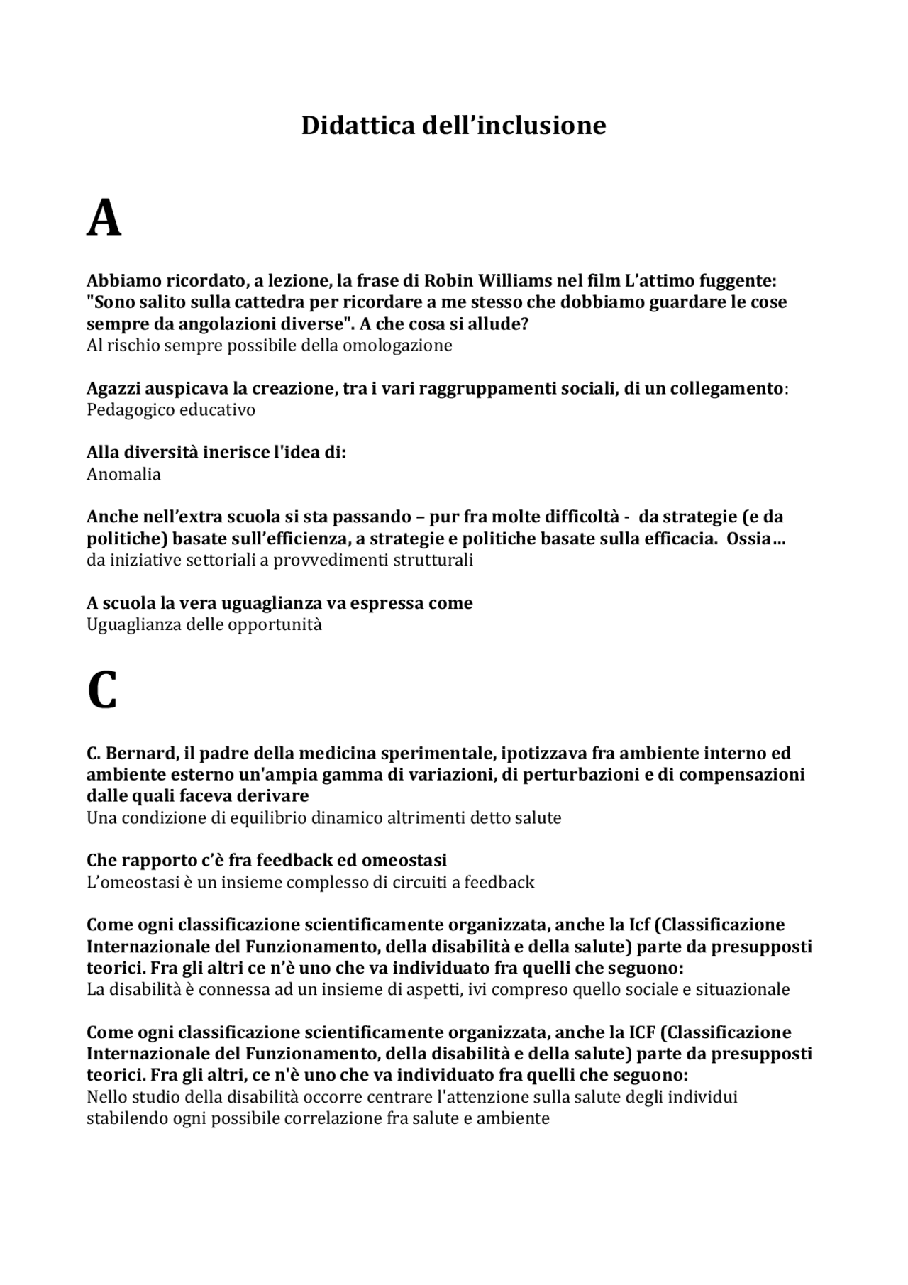 Didattica Dell Inclusione Unipegaso 15 Cfu Docsity