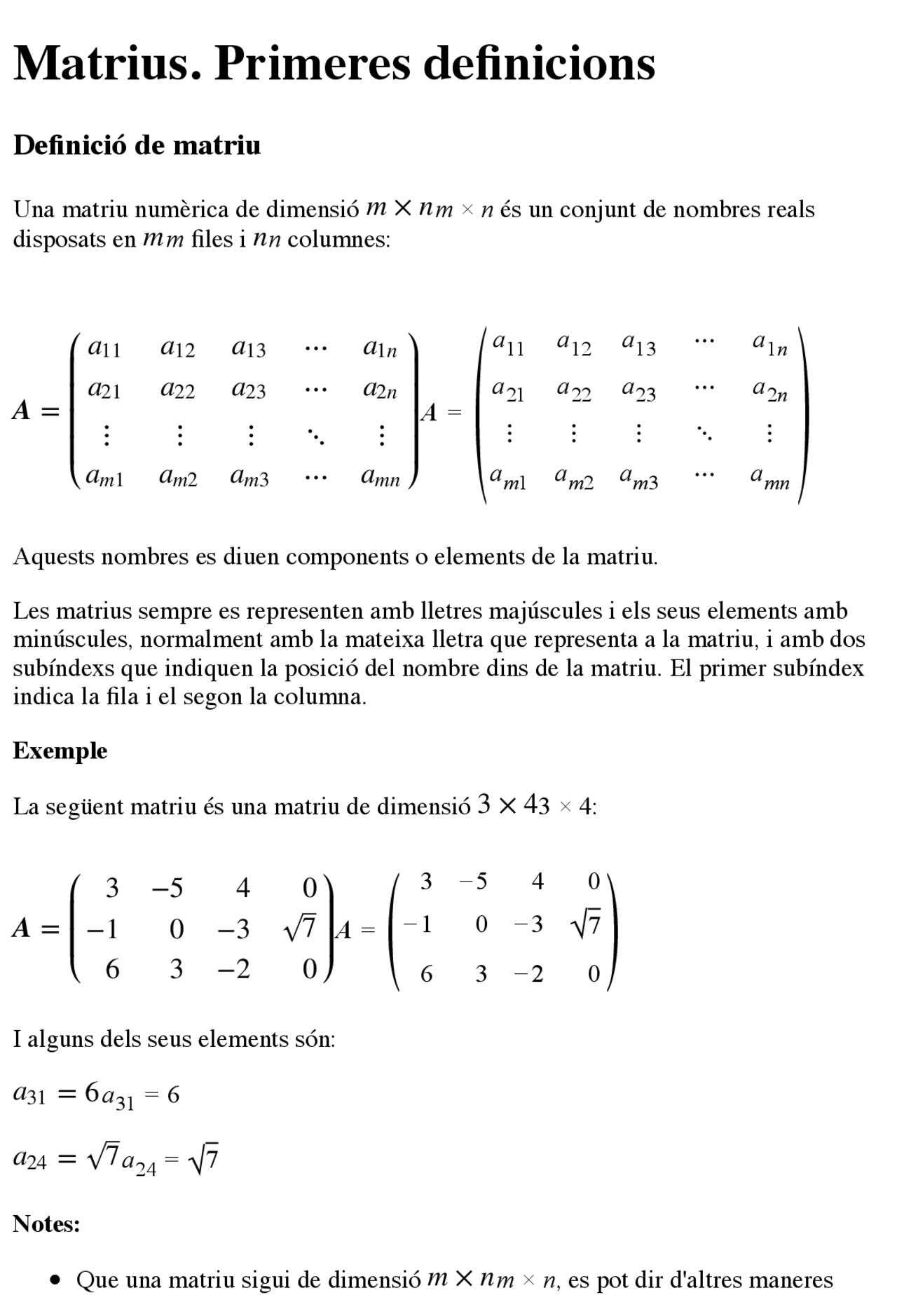 Teoria de les matrius-1 - Docsity