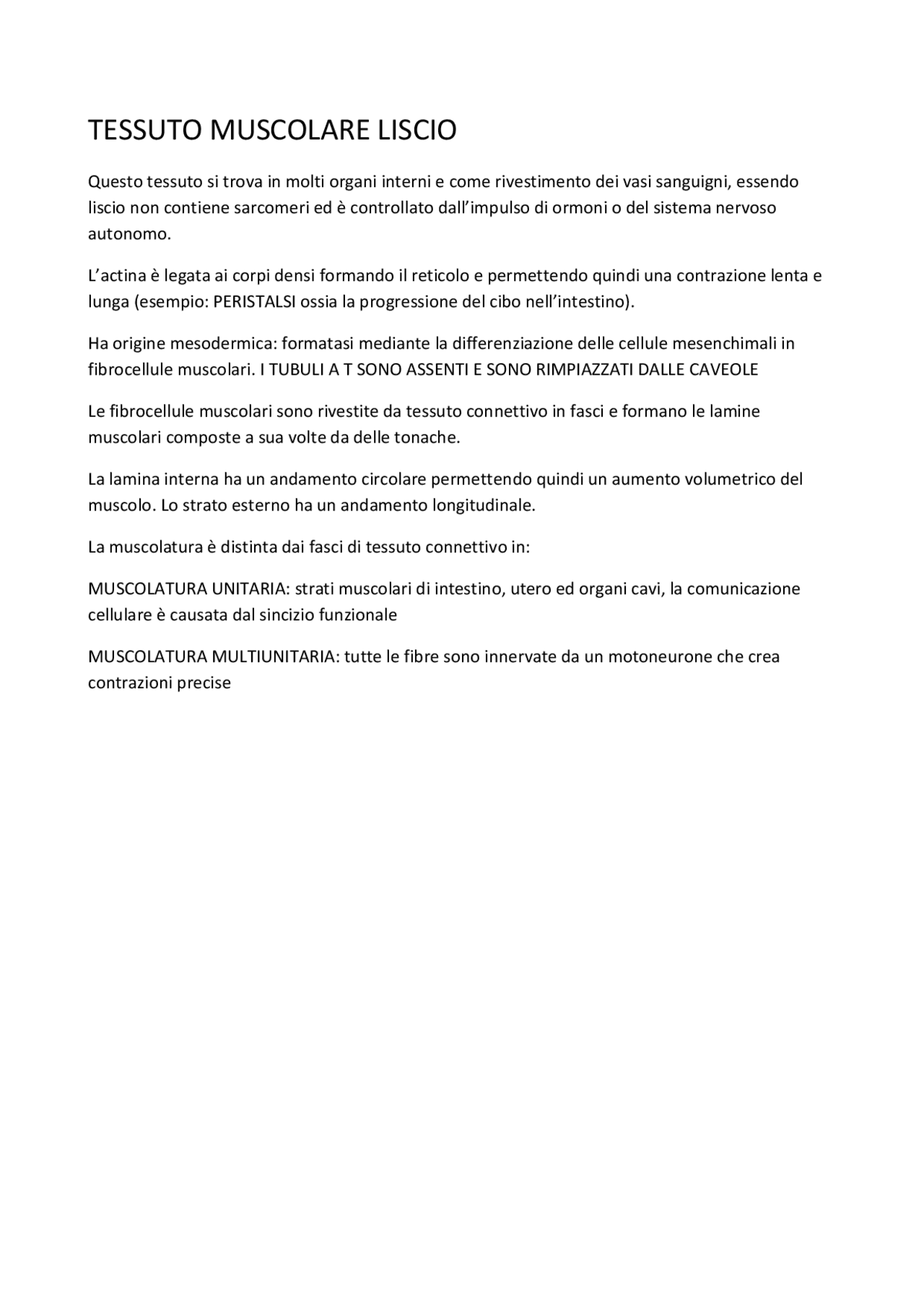 Il Tessuto Muscolare Liscio Docsity