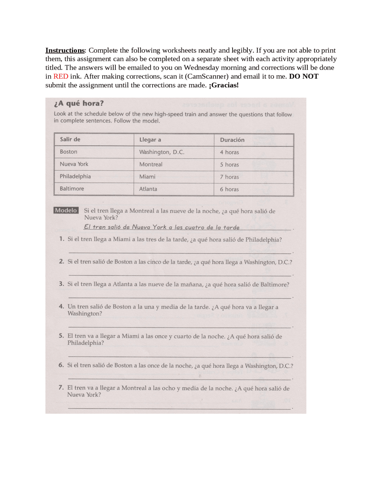 Que chevre workbook pages 11 - 15 | Assignments Spanish - Docsity