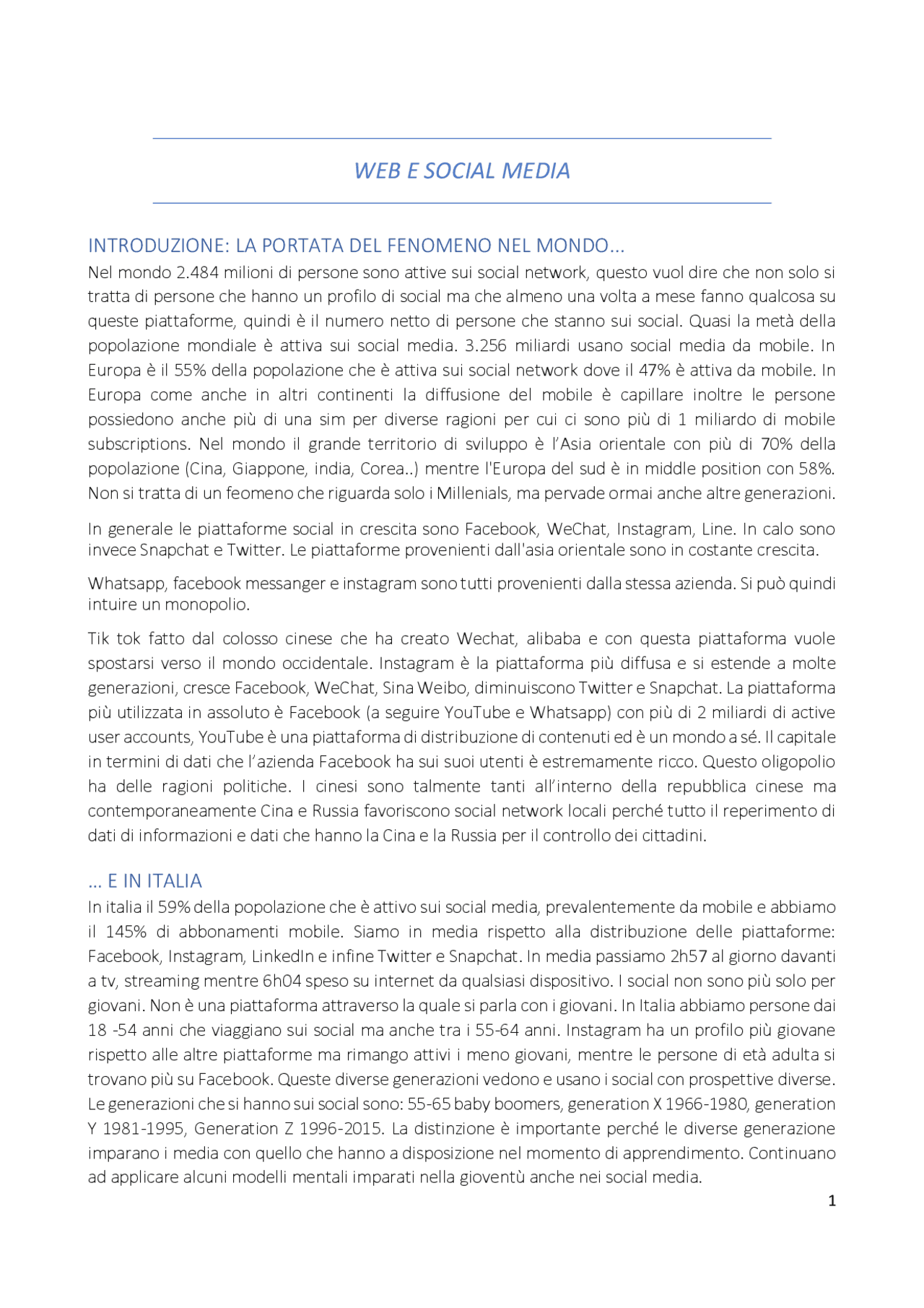 Web E Social Media Modulo I Docsity