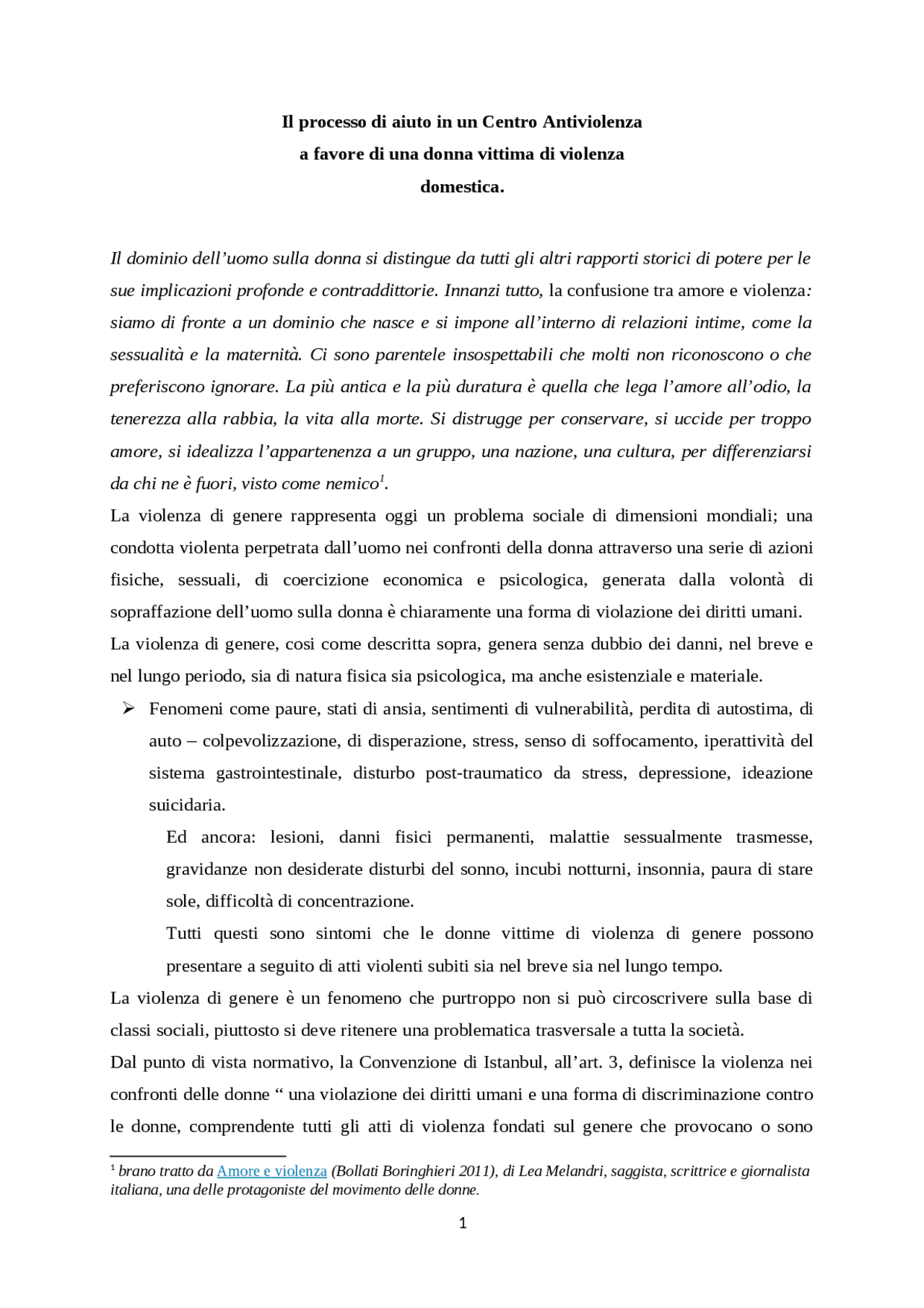 Il Processo Di Aiuto Attuato In Un Centro Antiviolenza Docsity