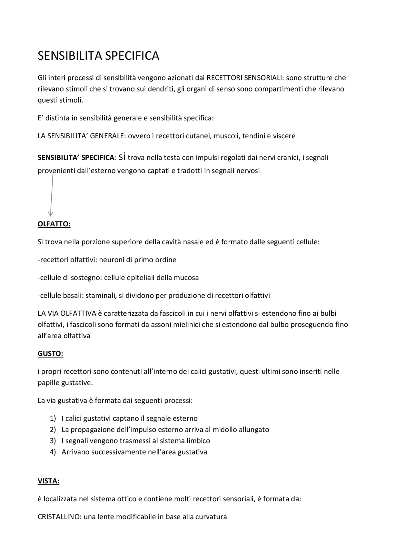 La Sensibilità Specifica Docsity