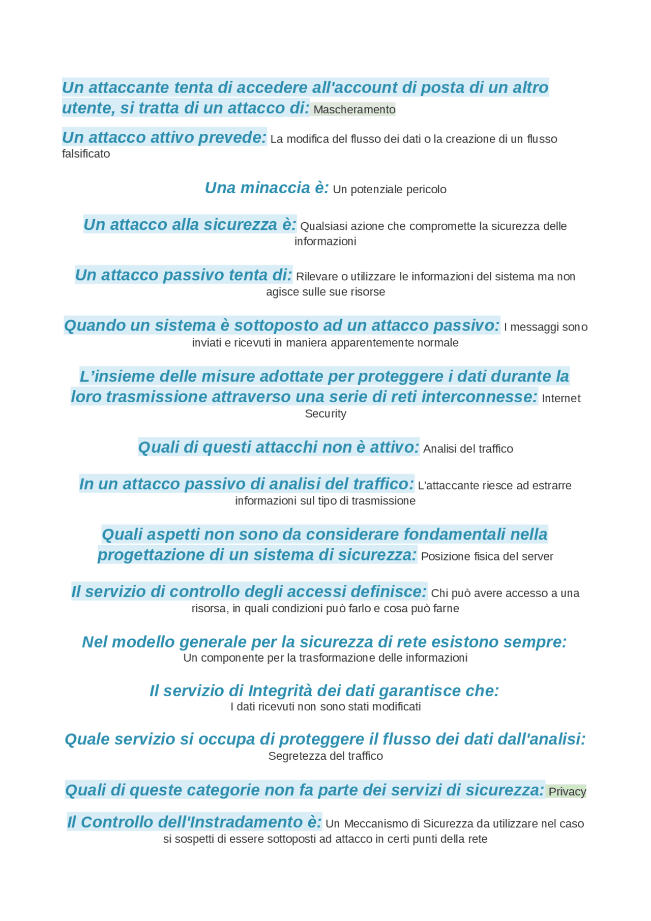 Sicurezza Delle Reti E Cyber Security Test Docsity