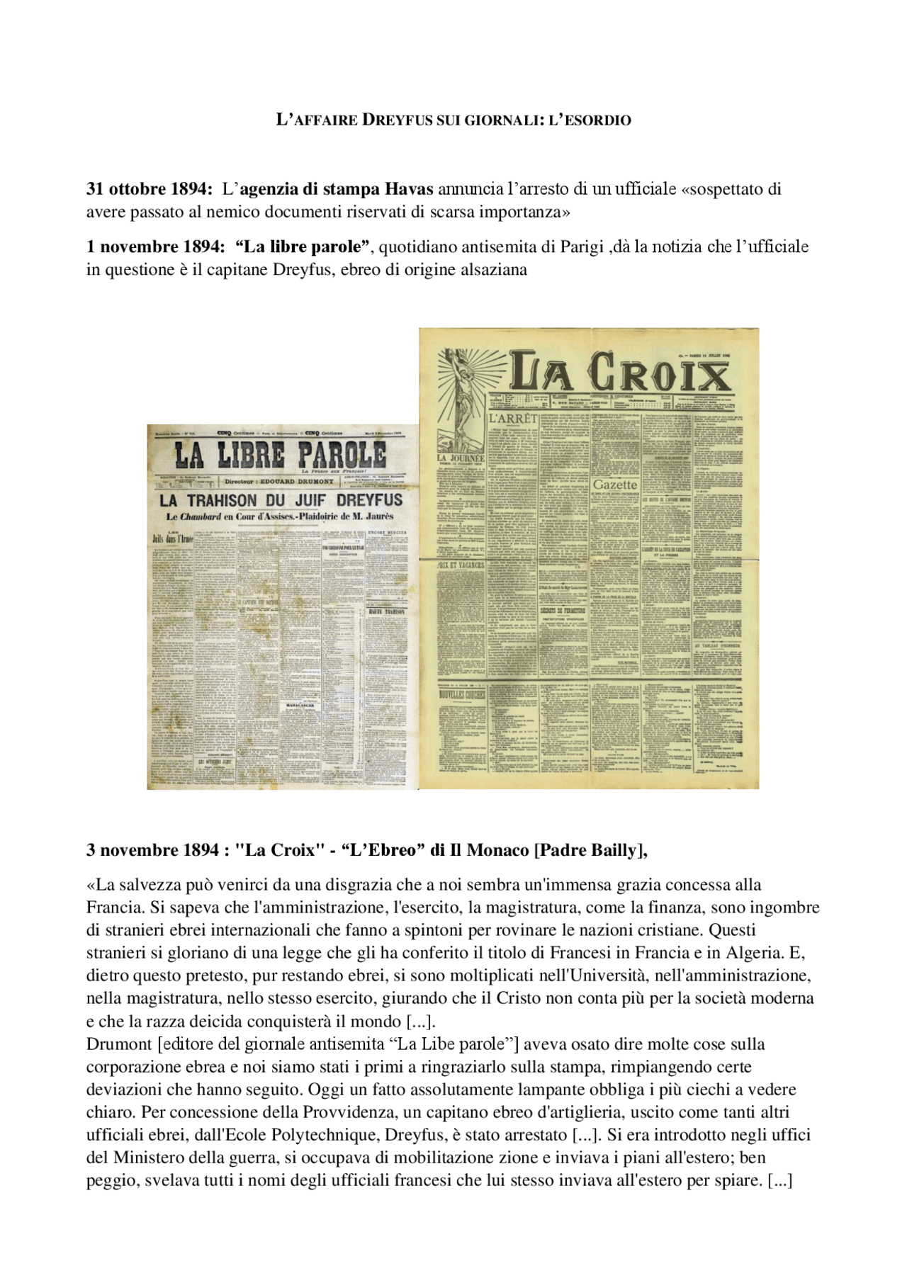 Affaire Dreyfus Processo Docsity