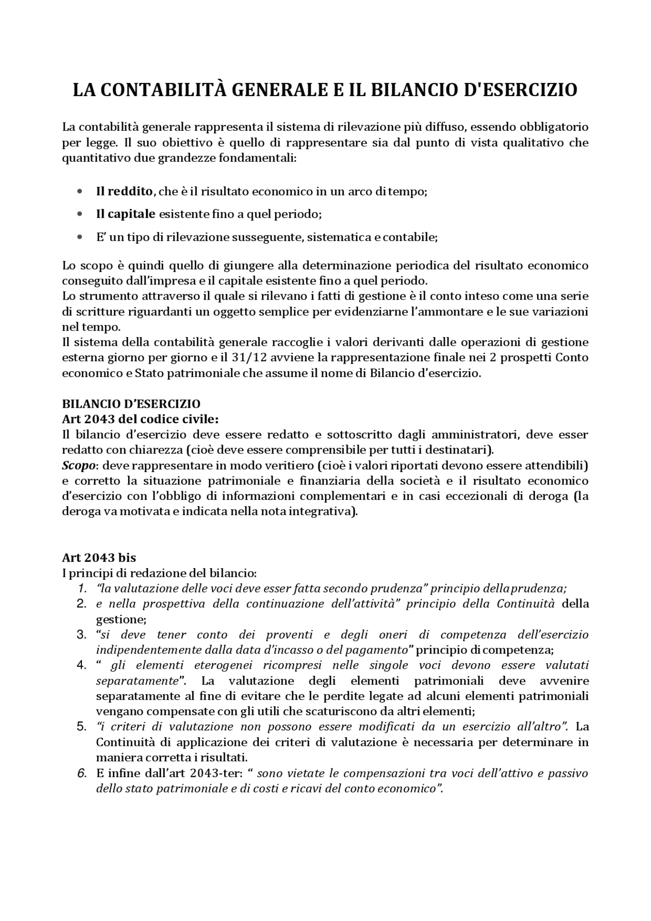 Contabilità e Bilancio - Docsity