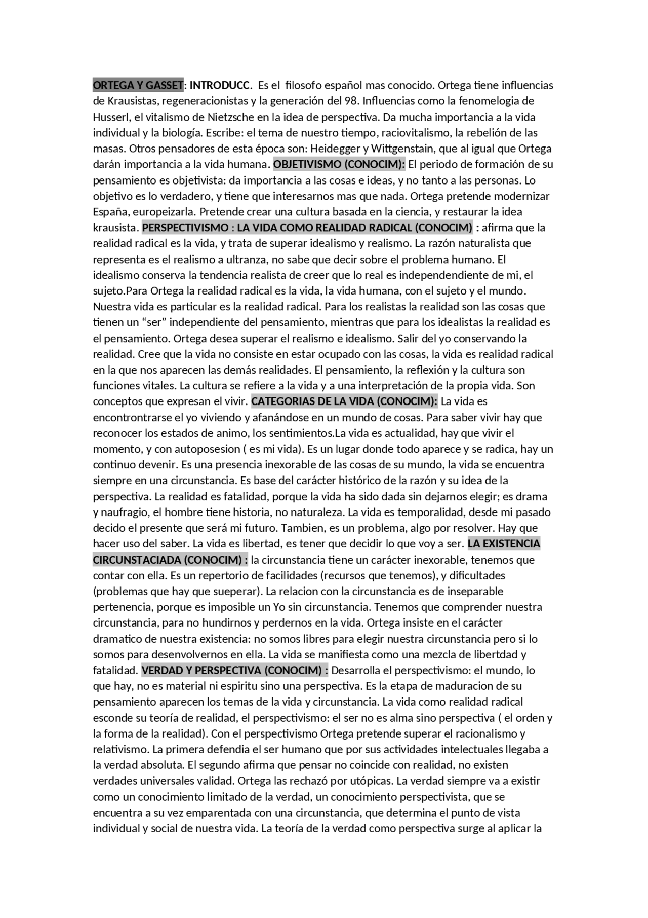 Apuntes De Ortega Y Gasset Apuntes De Filosofía Docsity