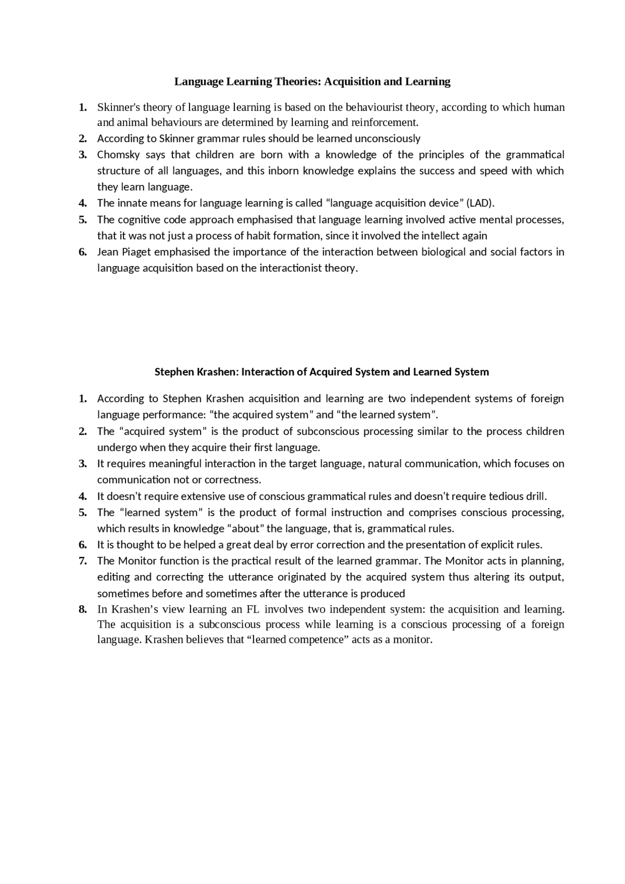 Theories Of Learning Docsity
