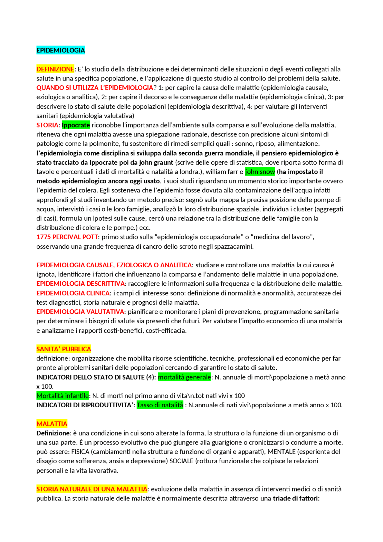 Epidemiologia Esame Prove Di Efficacia Appunti Di Epidemiologia Docsity