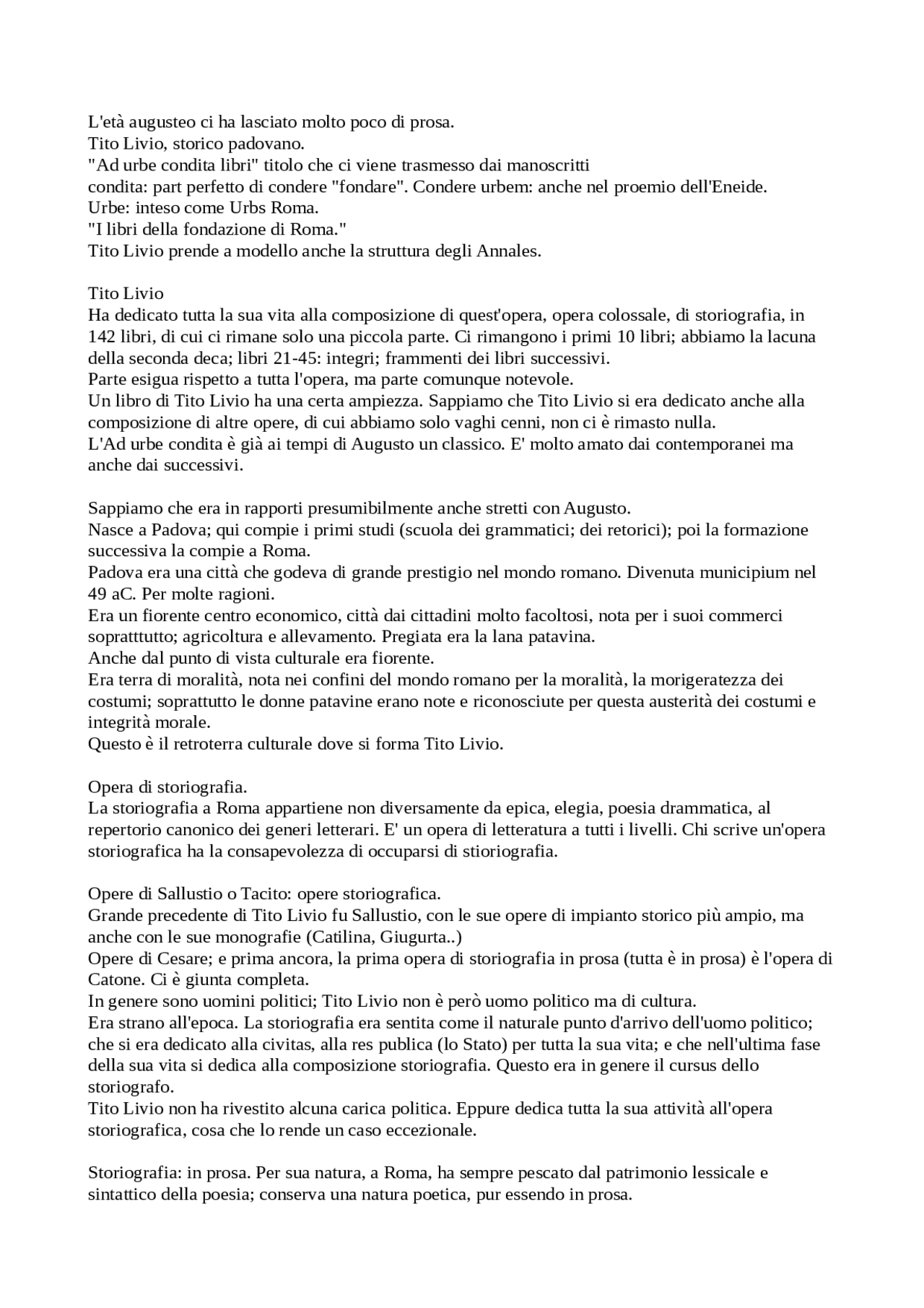 Brevi Appunti Su Tito Livio Docsity