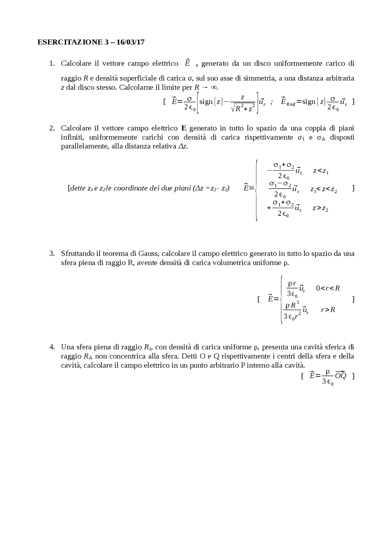 Esercitazione Flusso Campo Elettrico Docsity