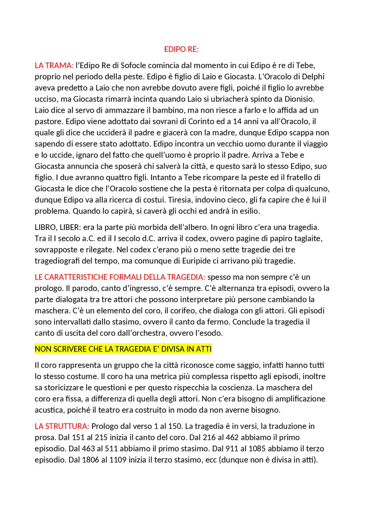 Edipo Re, di Sofocle - Docsity