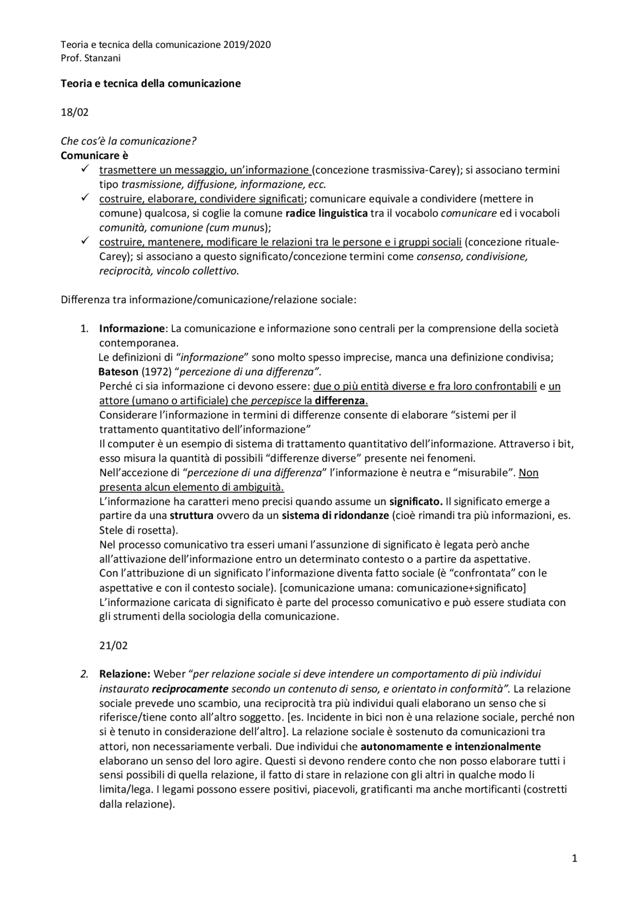Teoria E Tecnica Della Comunicazione 20192020 Docsity