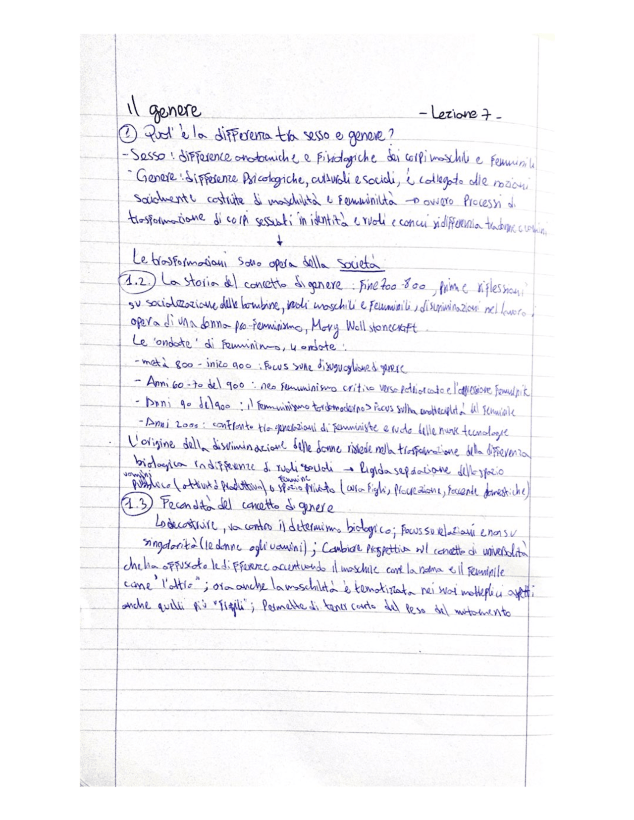 Appunti Prof Camozzi Su Il Genere E Le Differenze Docsity