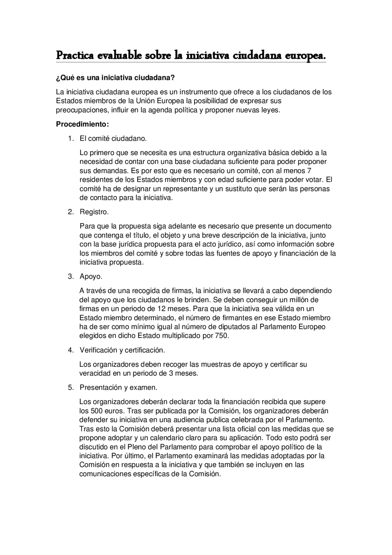 Sistema comunitario europeo practica - Docsity