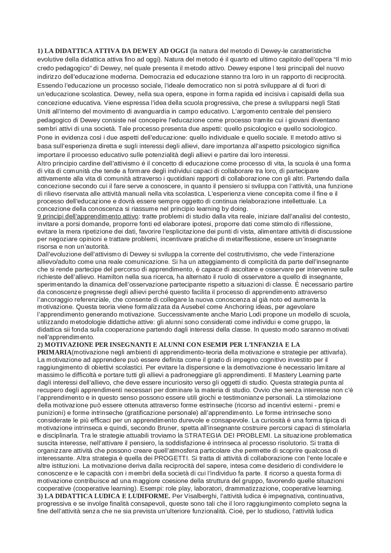 Raccolta Argomenti Principali Esame Metodologie E Didattiche Attive