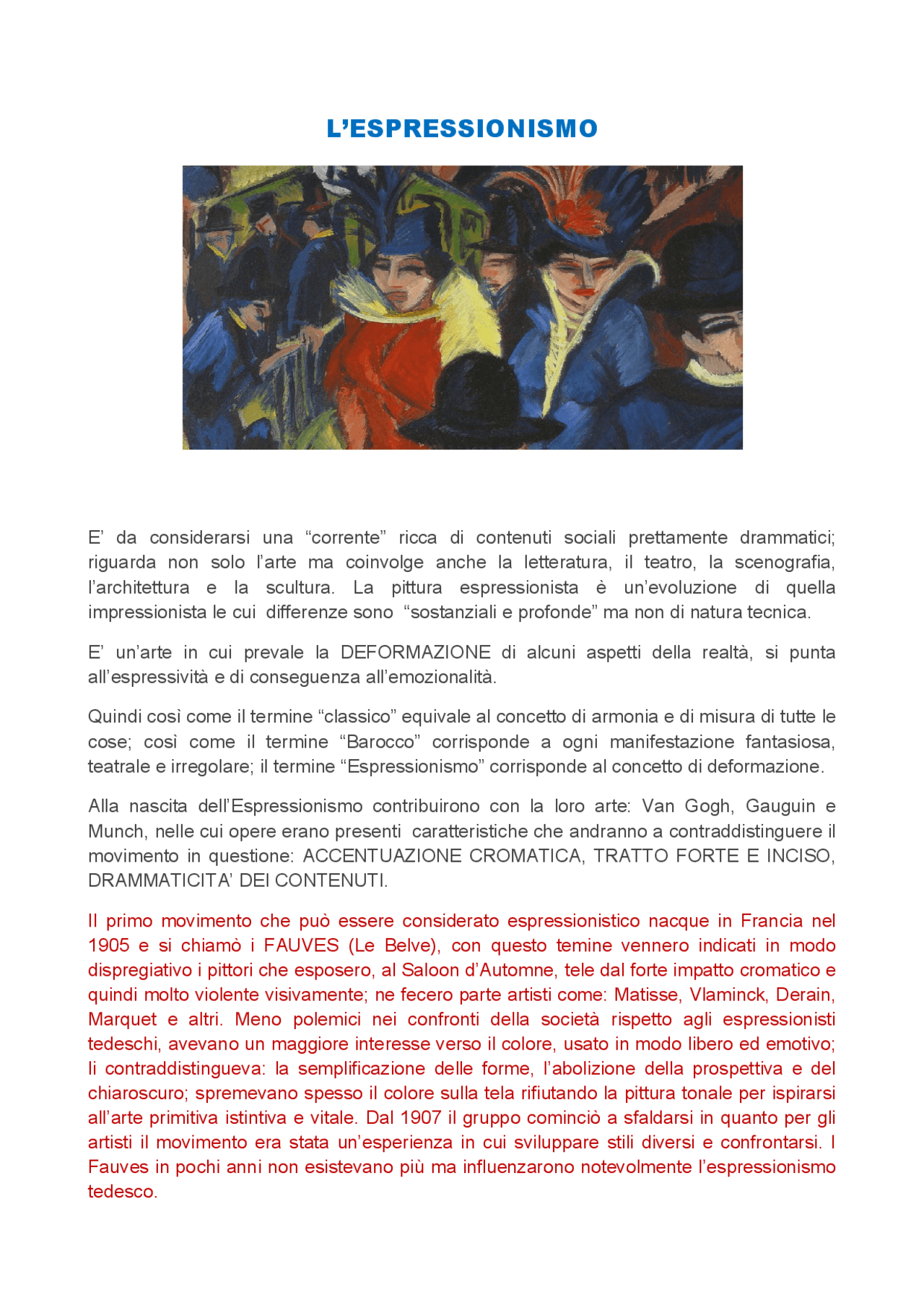Appunti sull'Espressionismo - Docsity