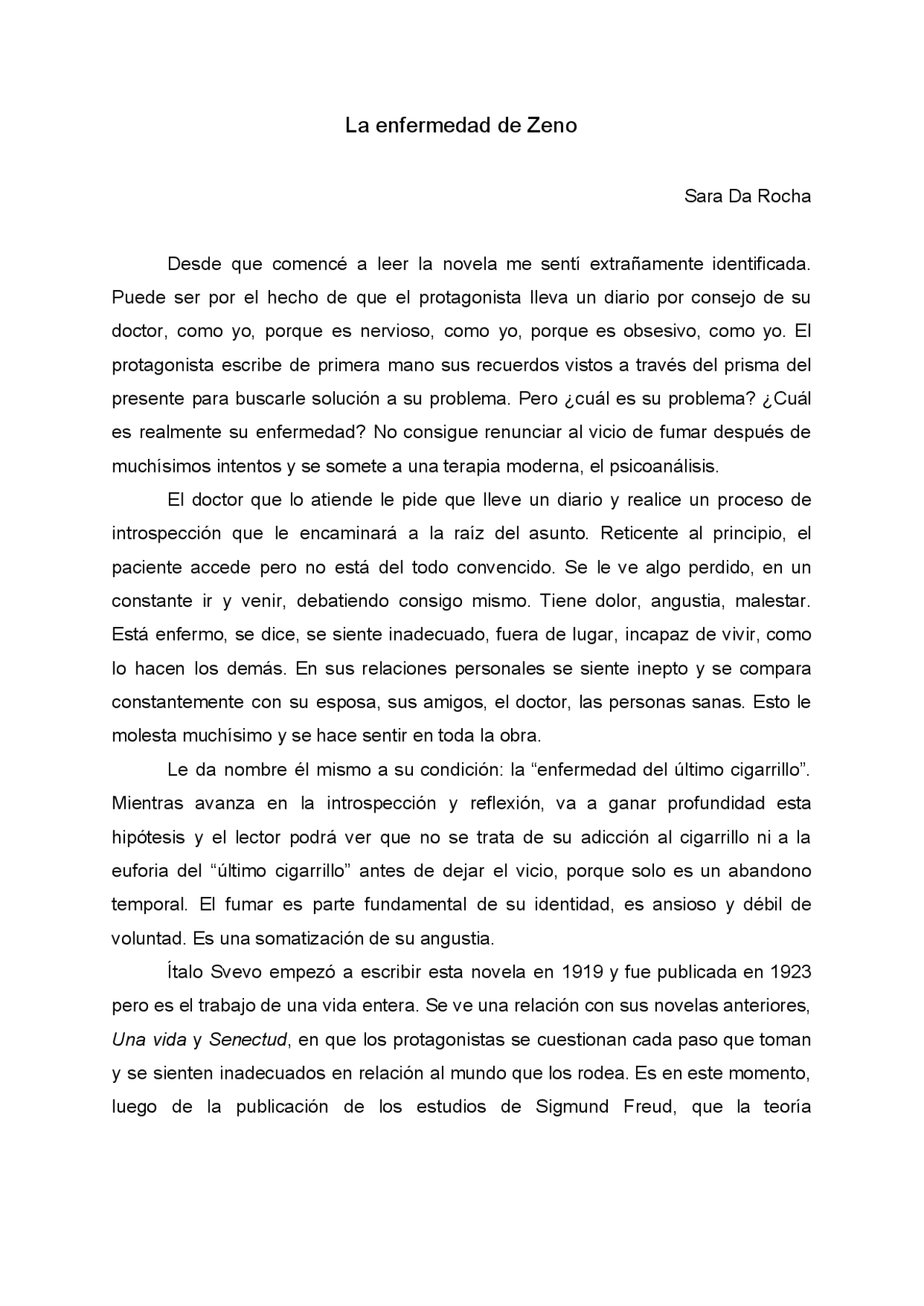 La enfermedad de Zeno Cosini - Docsity