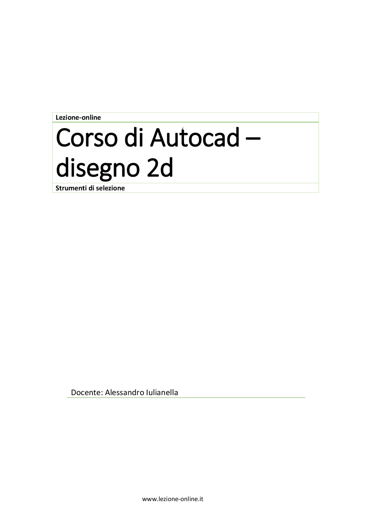 Corso di disegno tecnico AUTOCAD 2018 - Docsity