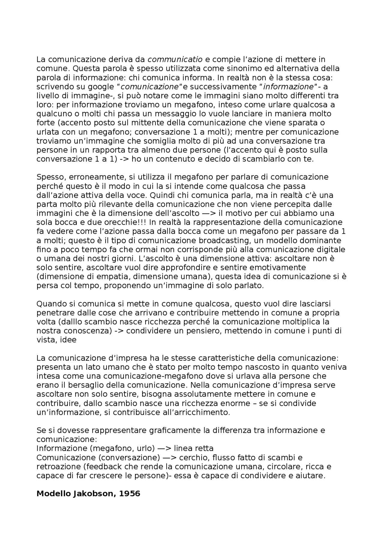 Comunicazione E Teoria Della Comunicazione Docsity