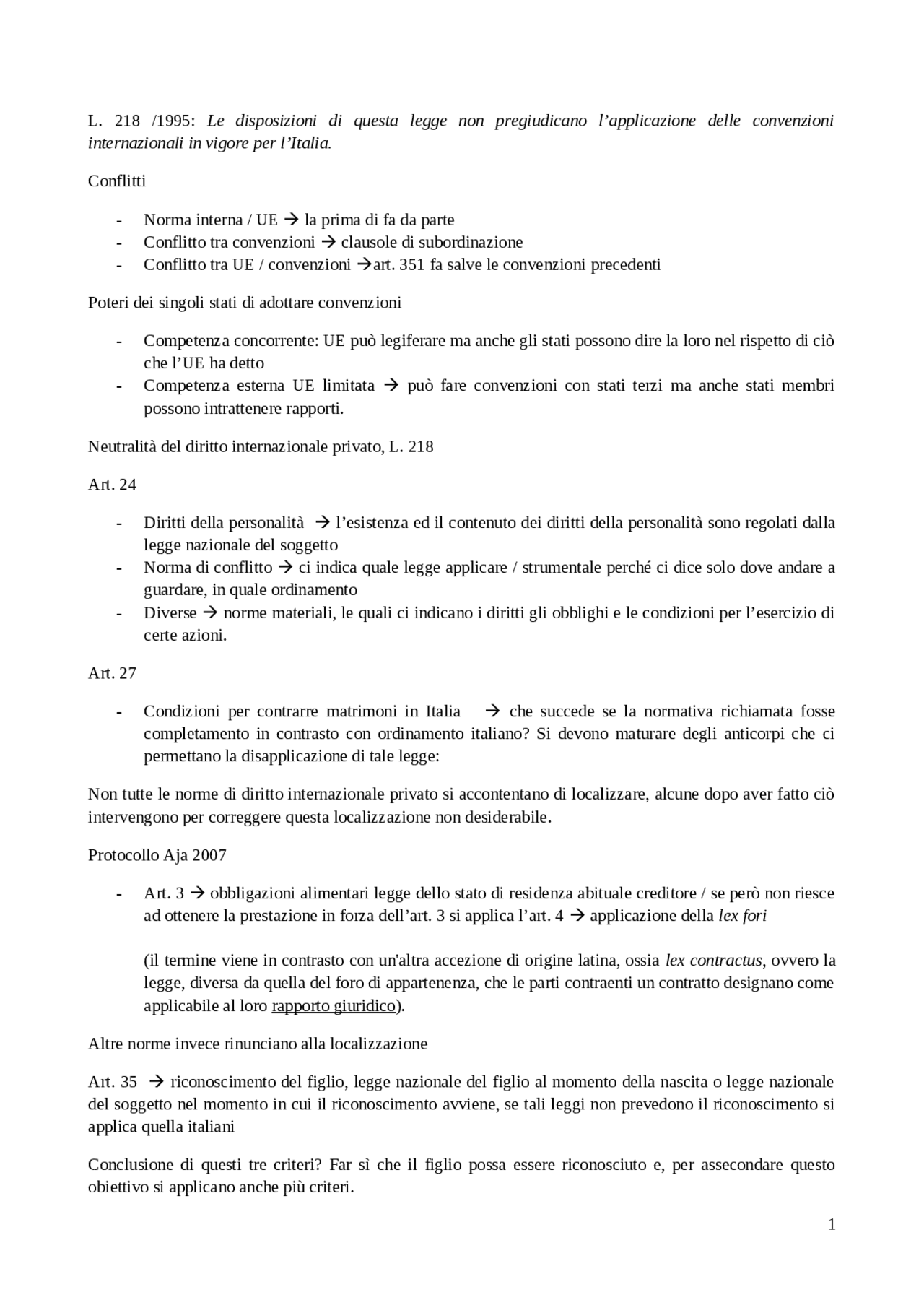 Dispense Diritto Internazionale Privato Unica Docsity