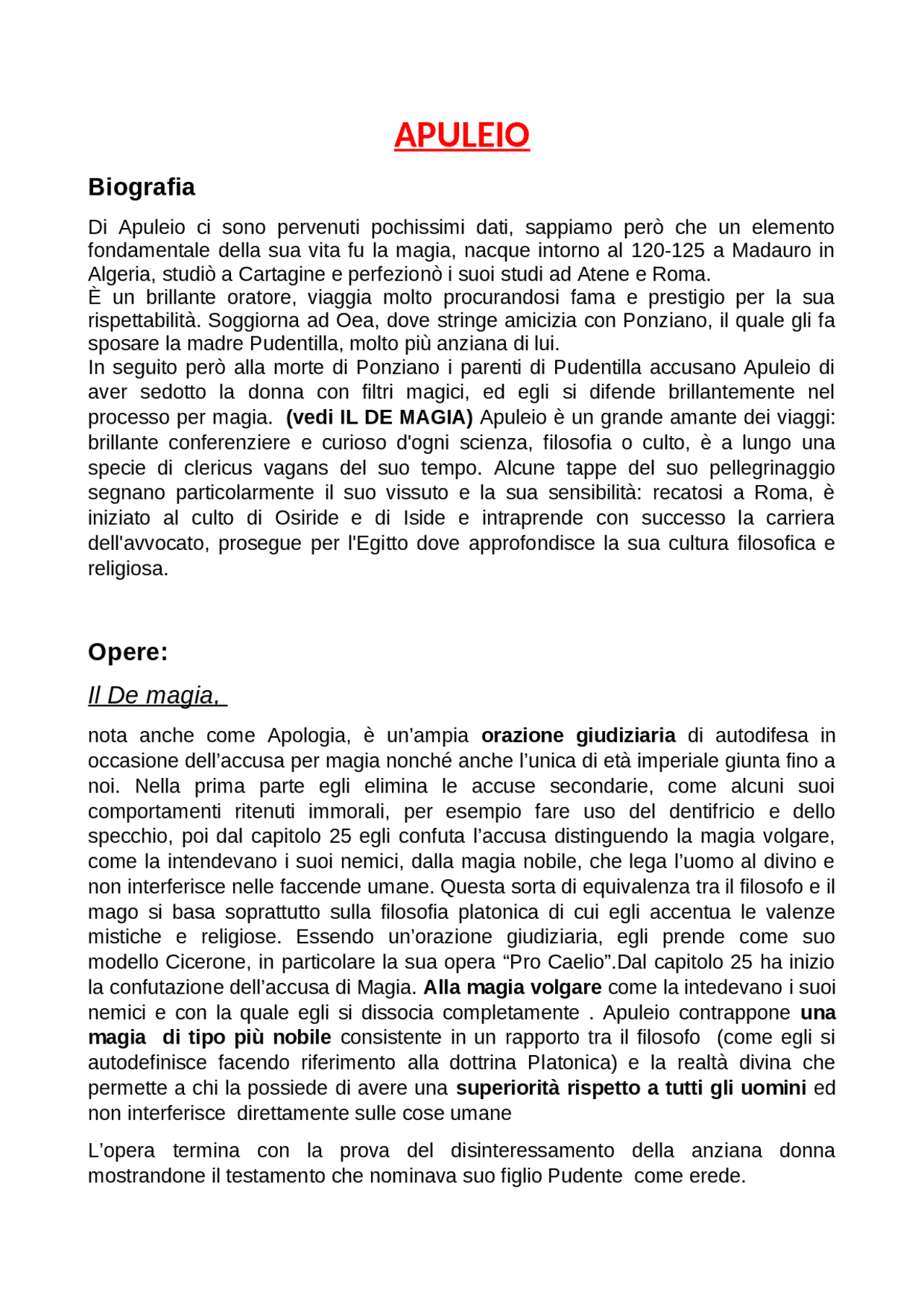 " Apuleio " Appunti Latino Maturità, 5 superiore - Docsity