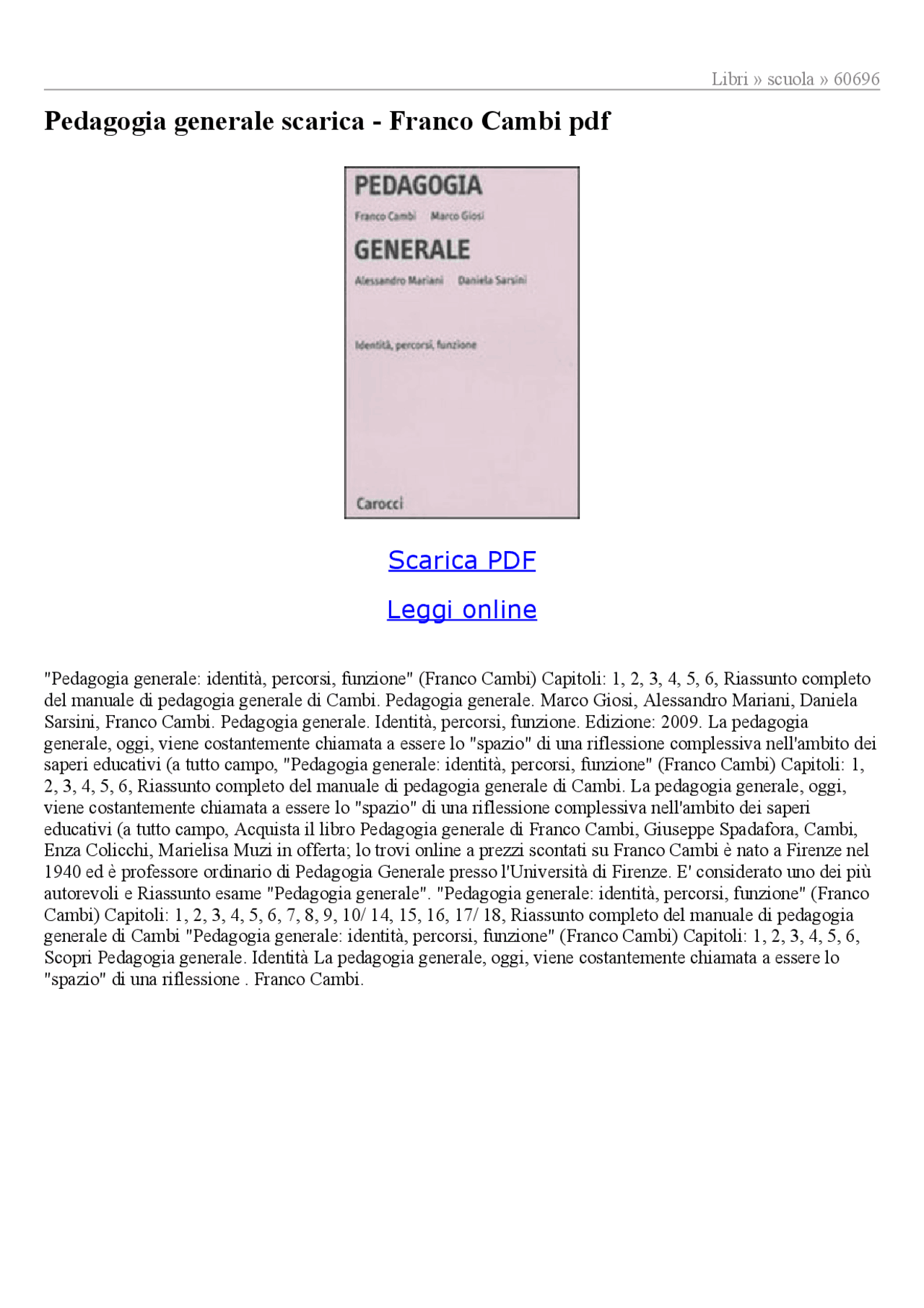 Manuale Di Pedagogia Generale Docsity