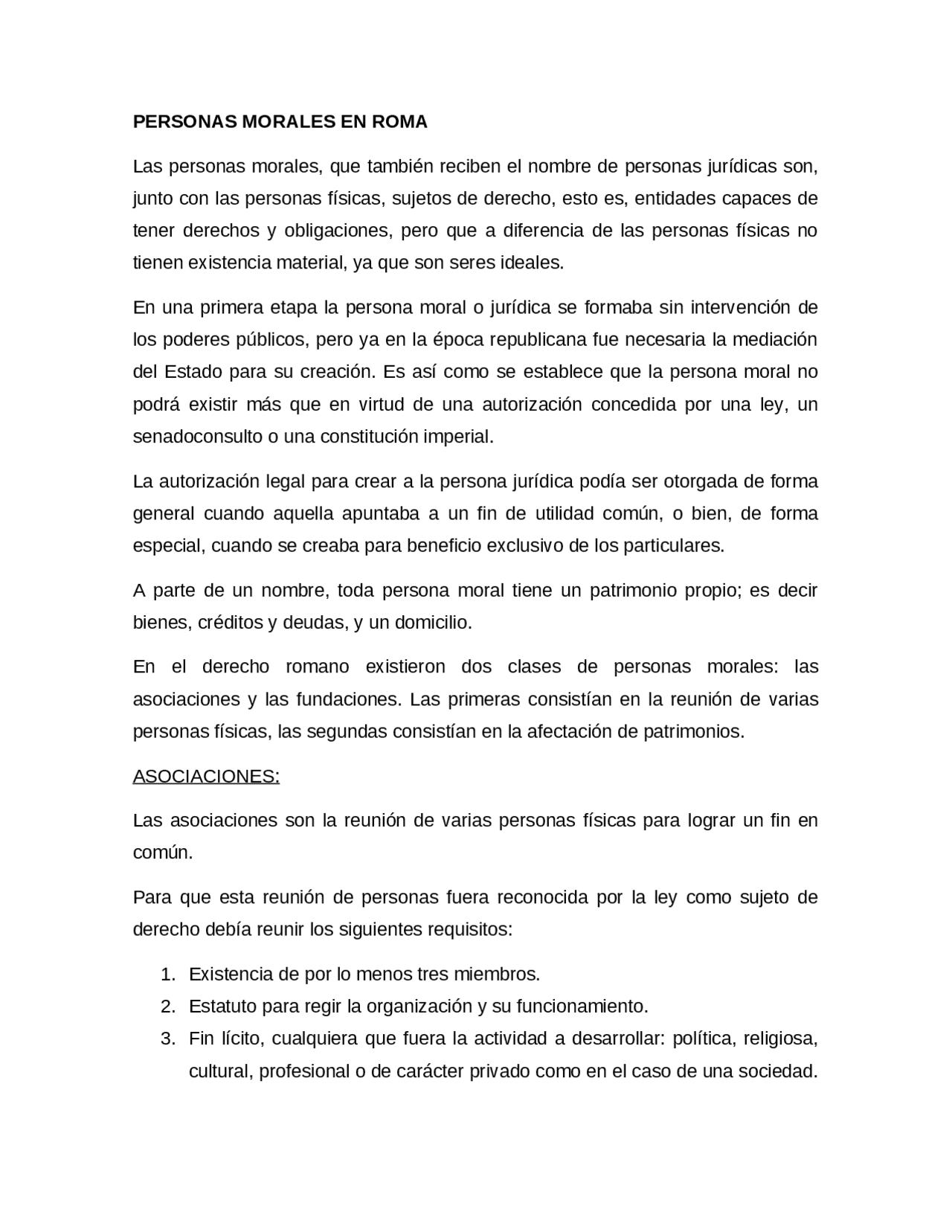 Persona moral En Estado romano - Docsity