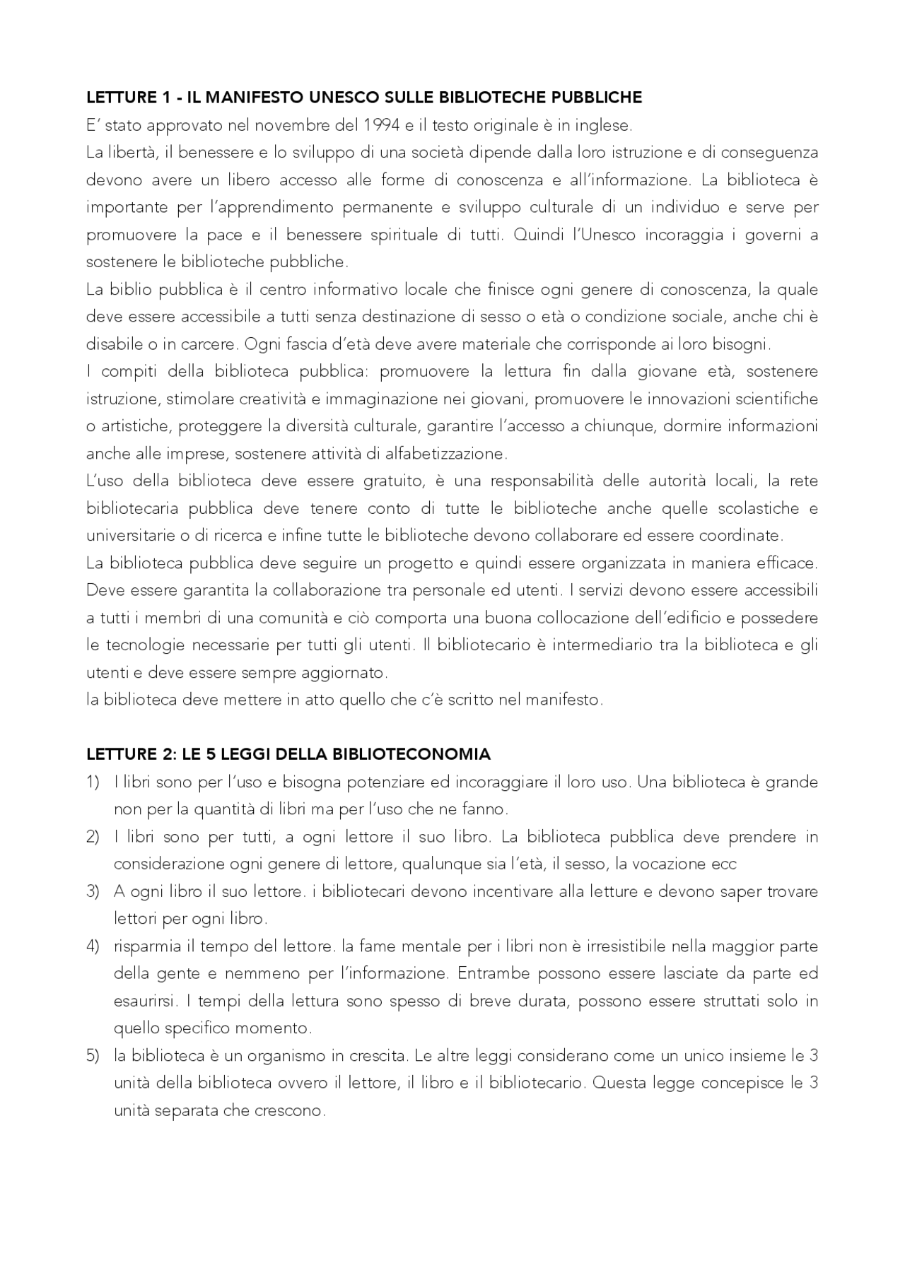 Manuale Biblioteconomia Docsity