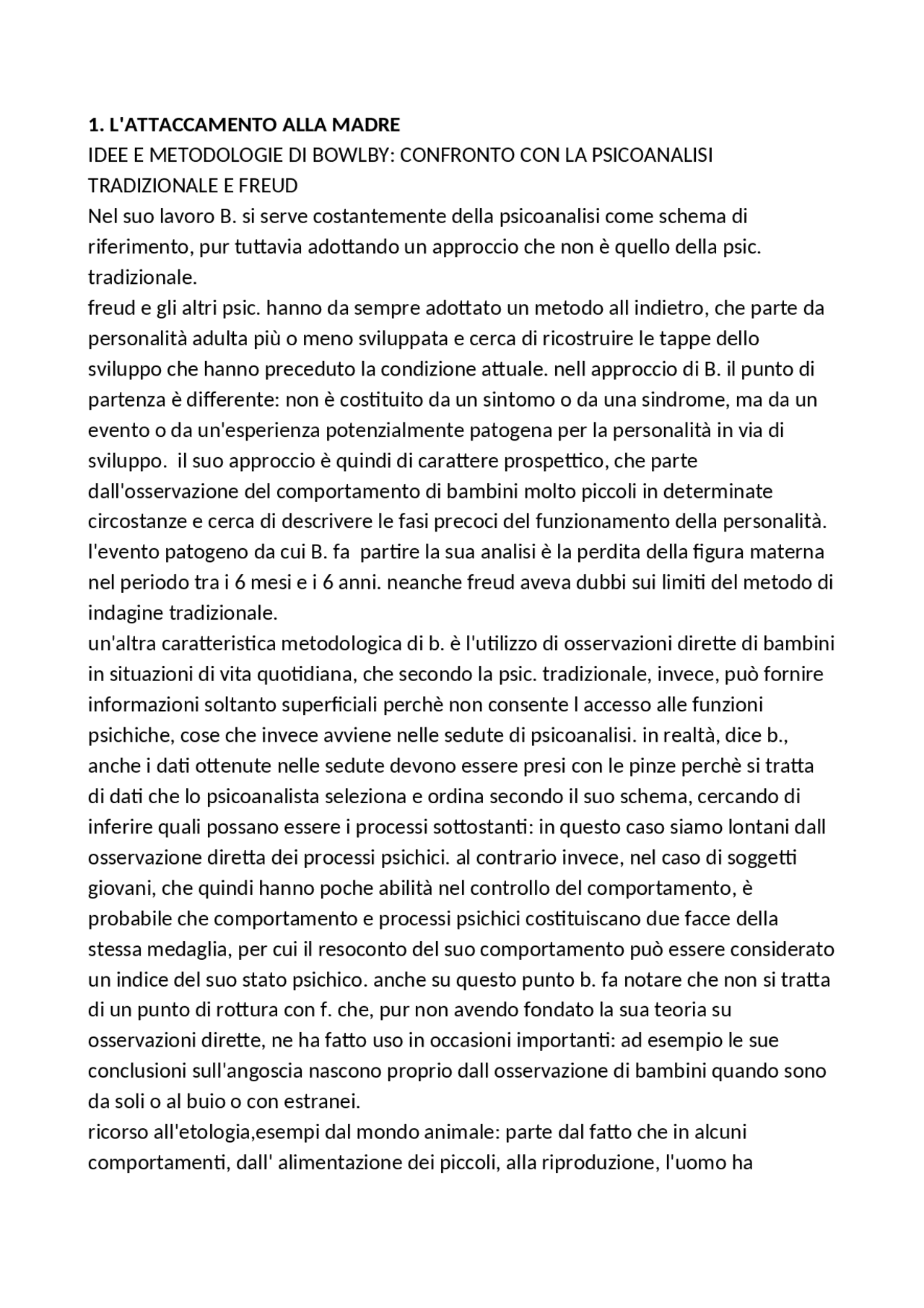 Riassunto Trilogia Di Bowlby Docsity