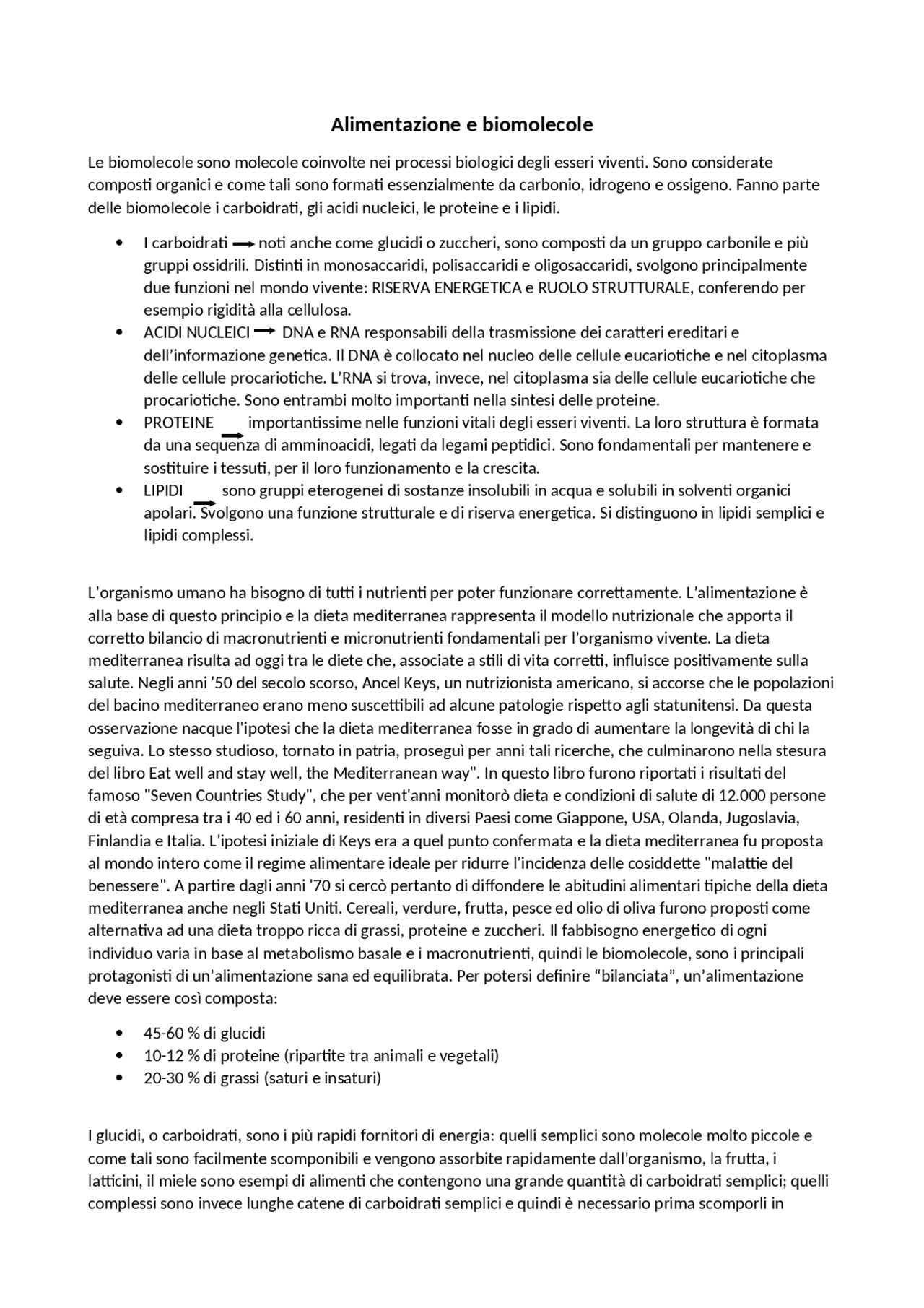 Alimentazione E Biomolecole Docsity