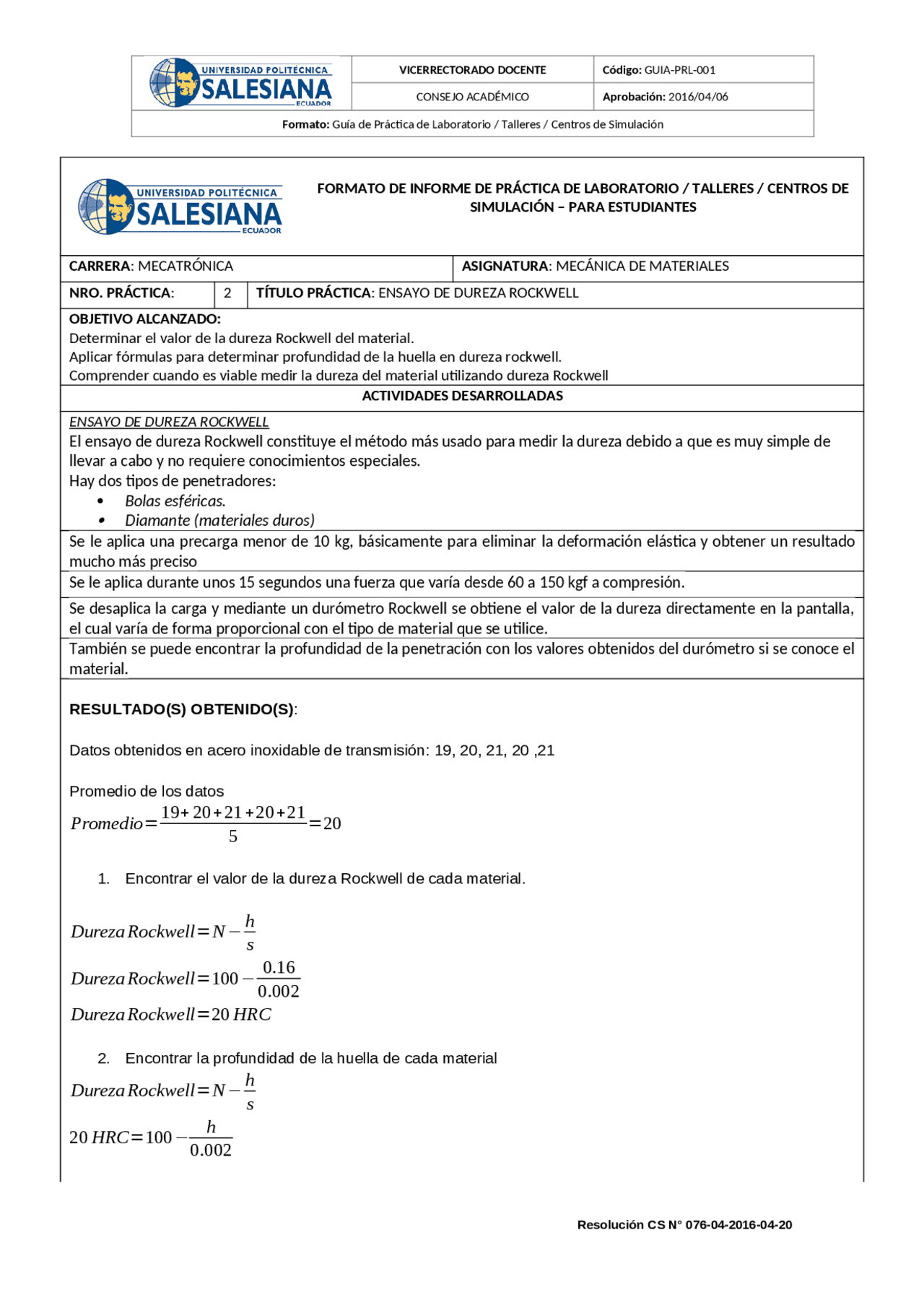 Practica Dureza Rockwell | Guías, Proyectos, Investigaciones de ...