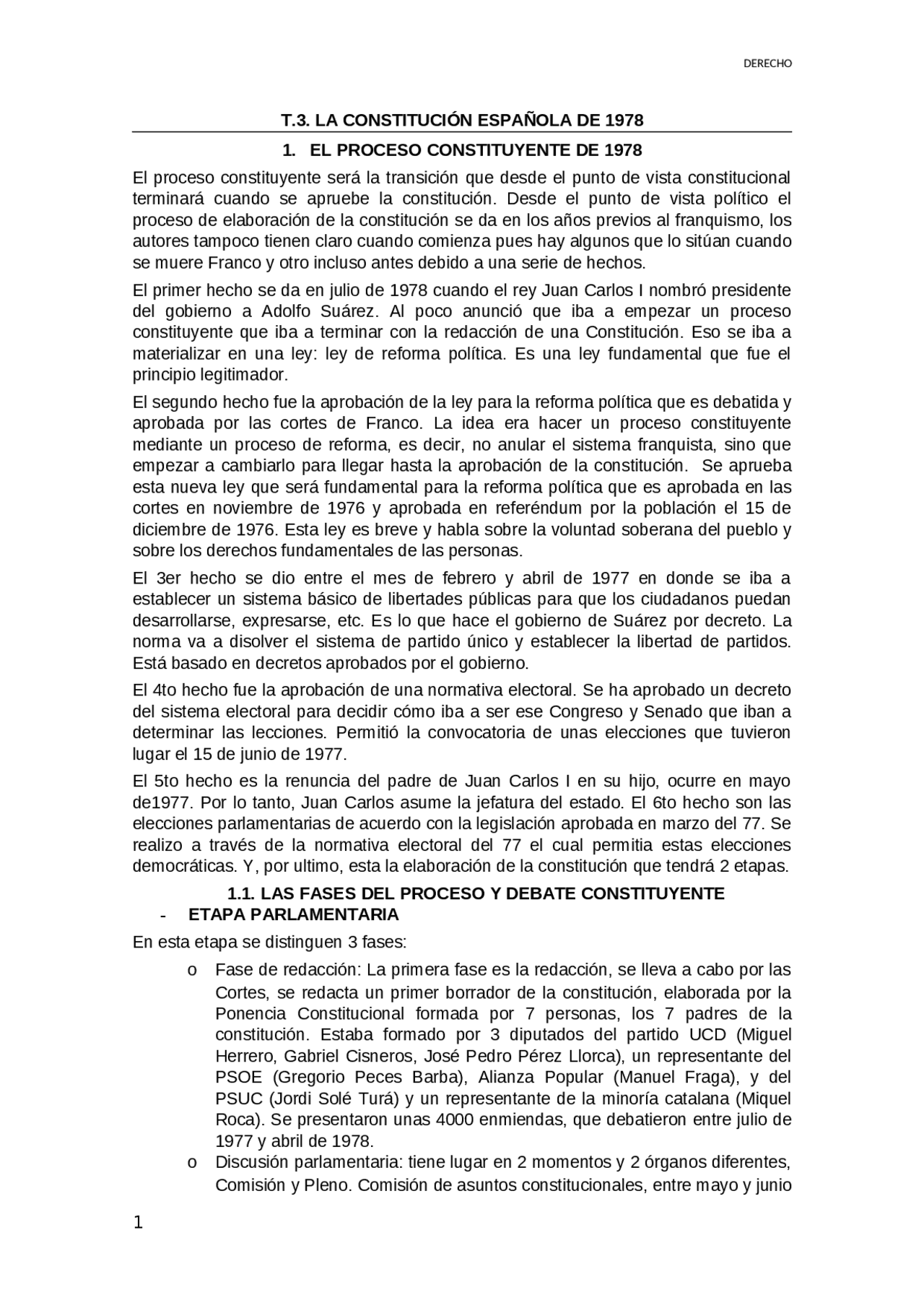 Tema 3 La Constitucion De 1978 Docsity