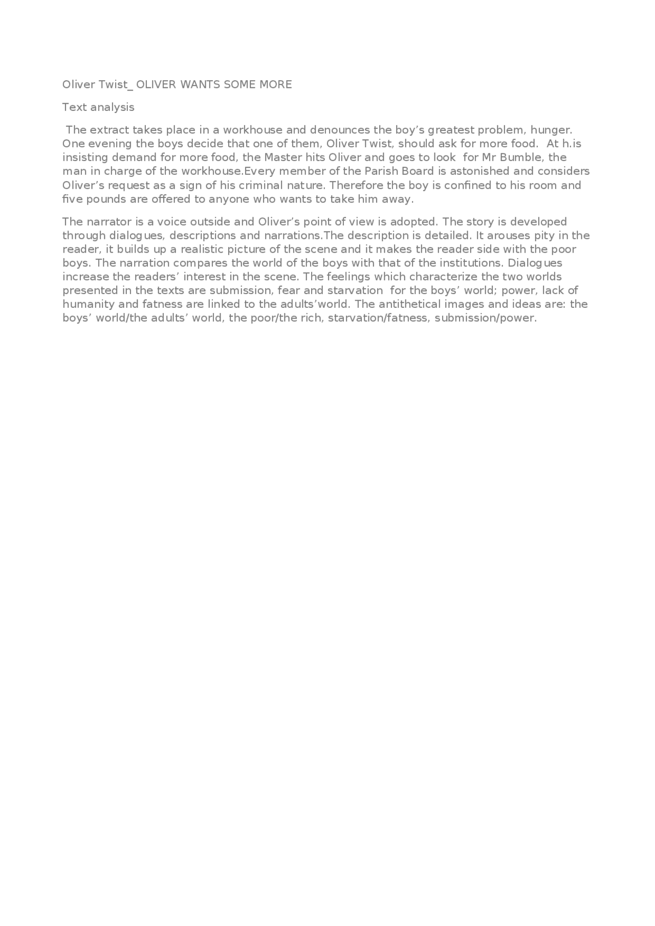 Oliver Twist By Charles Dickens Docsity