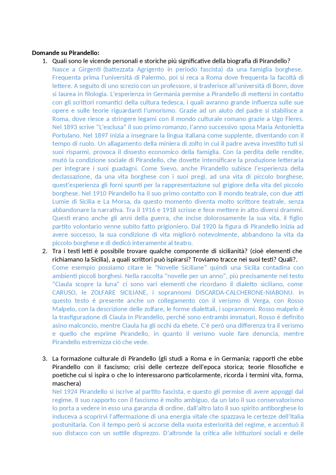 Letteratura Svevo e Pirandello. - Docsity