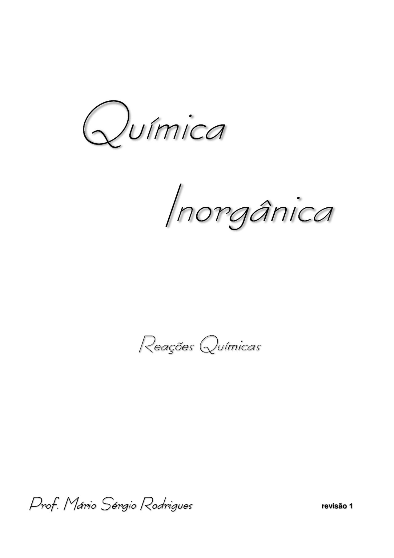 Reações Químicas Tecnico Em Química Docsity