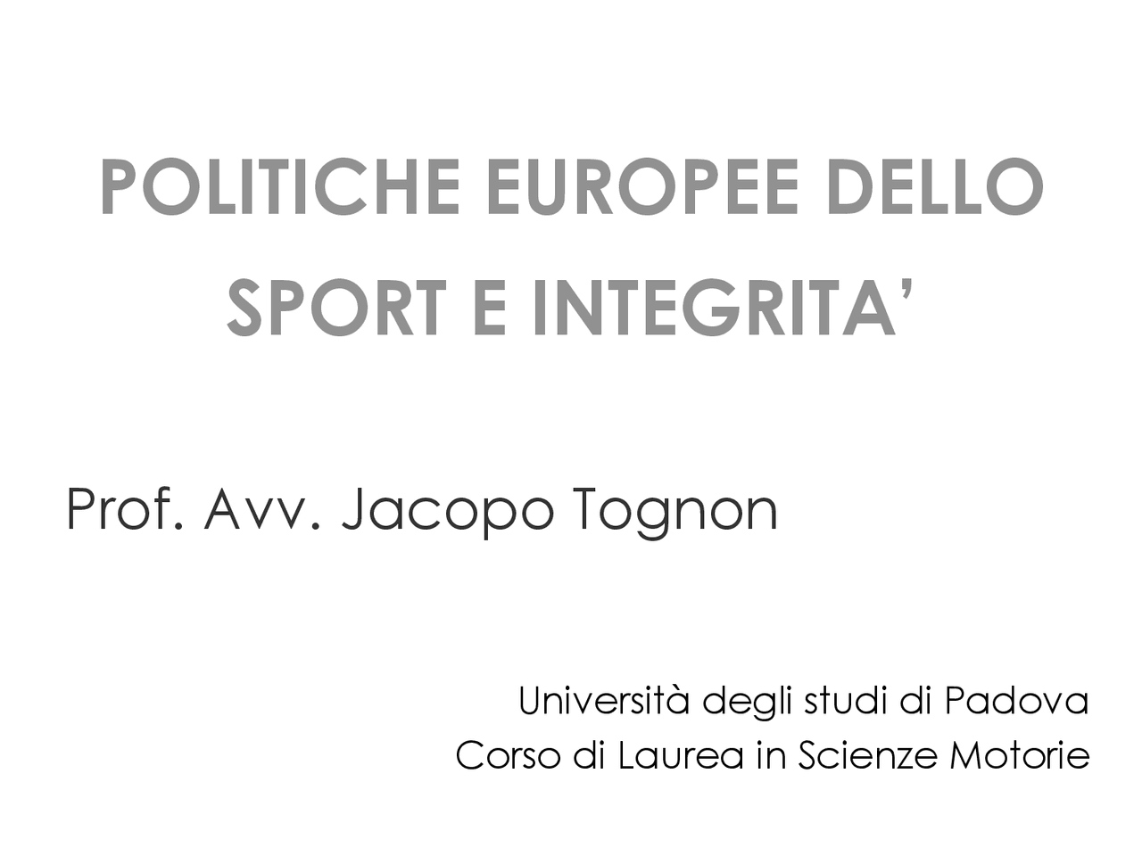 Politiche europee dello sport - Docsity