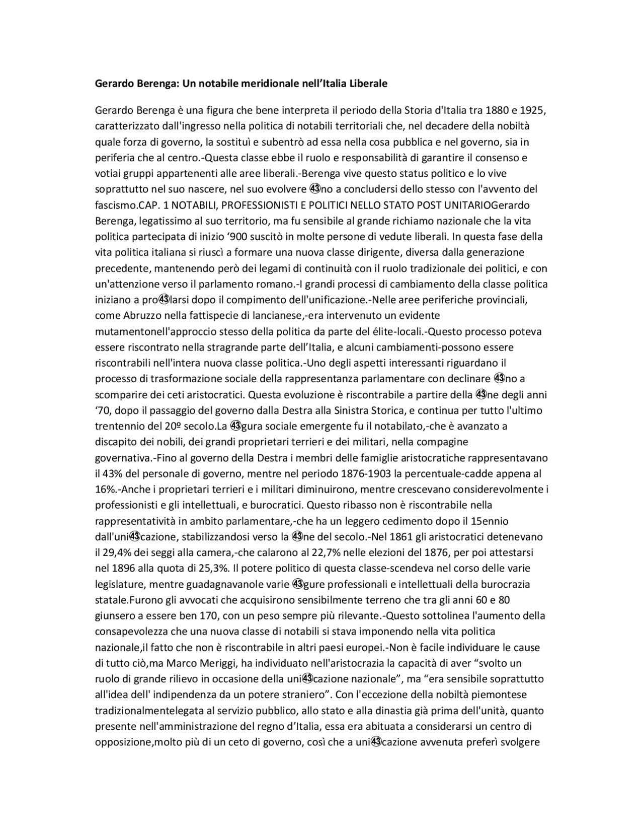 Riassunto di Berenga - Docsity