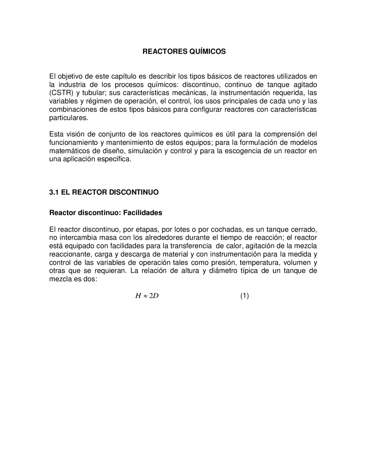 Reactores En Diseño De Reactores Docsity