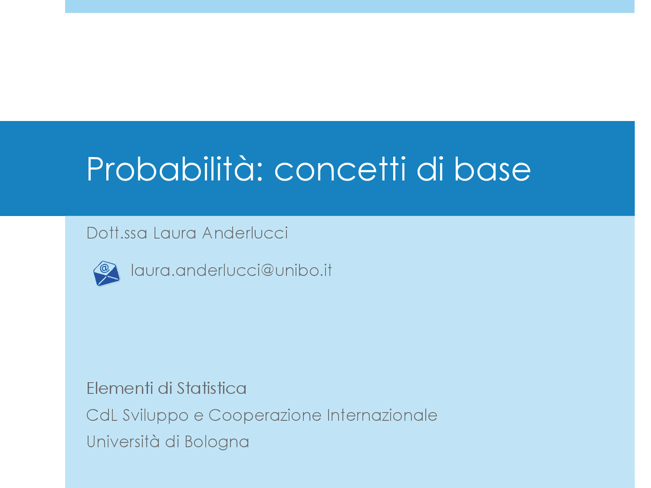 Slides probabilità - Elementi di statistica - Docsity