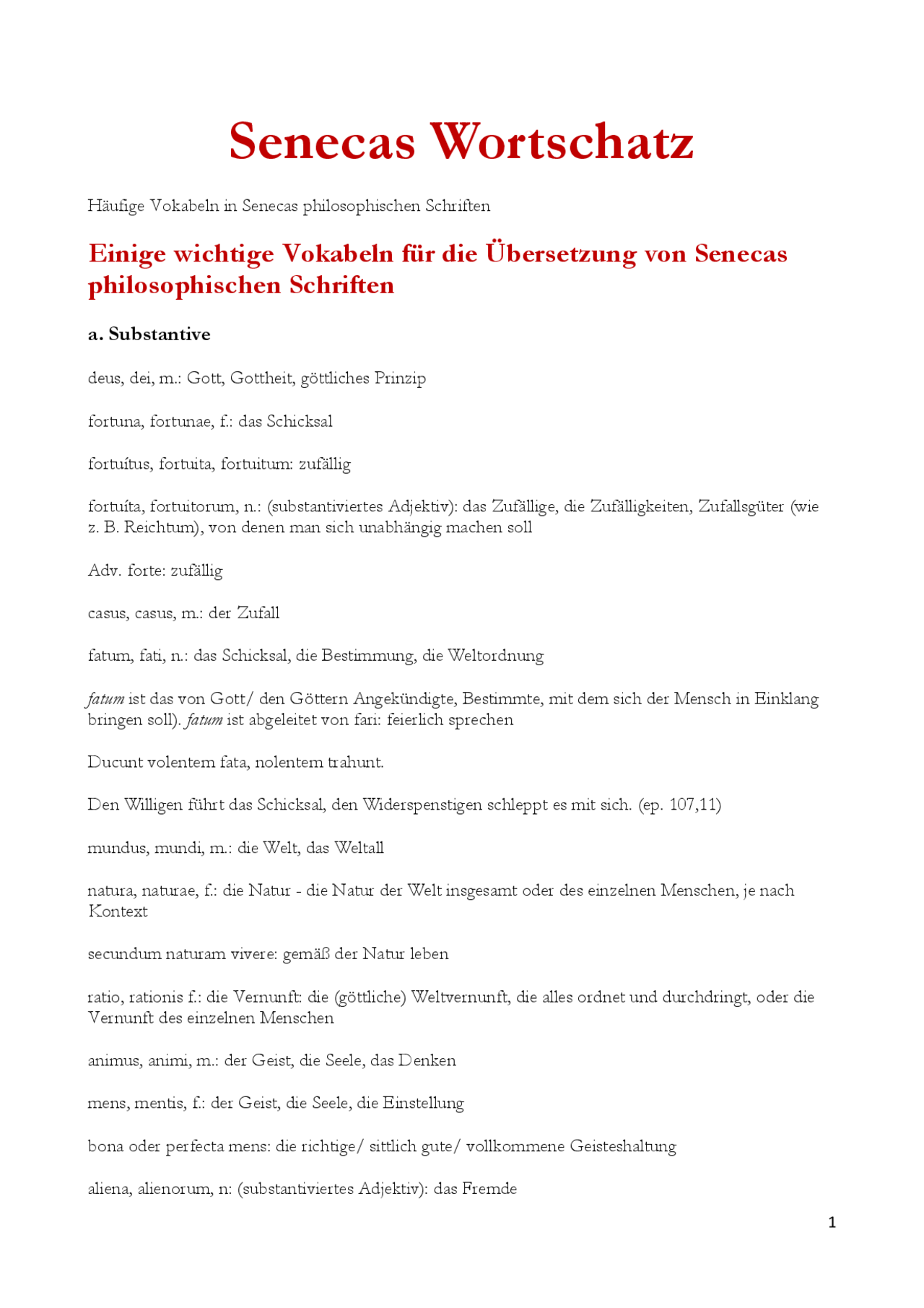 Senecas Wortschatz - Docsity