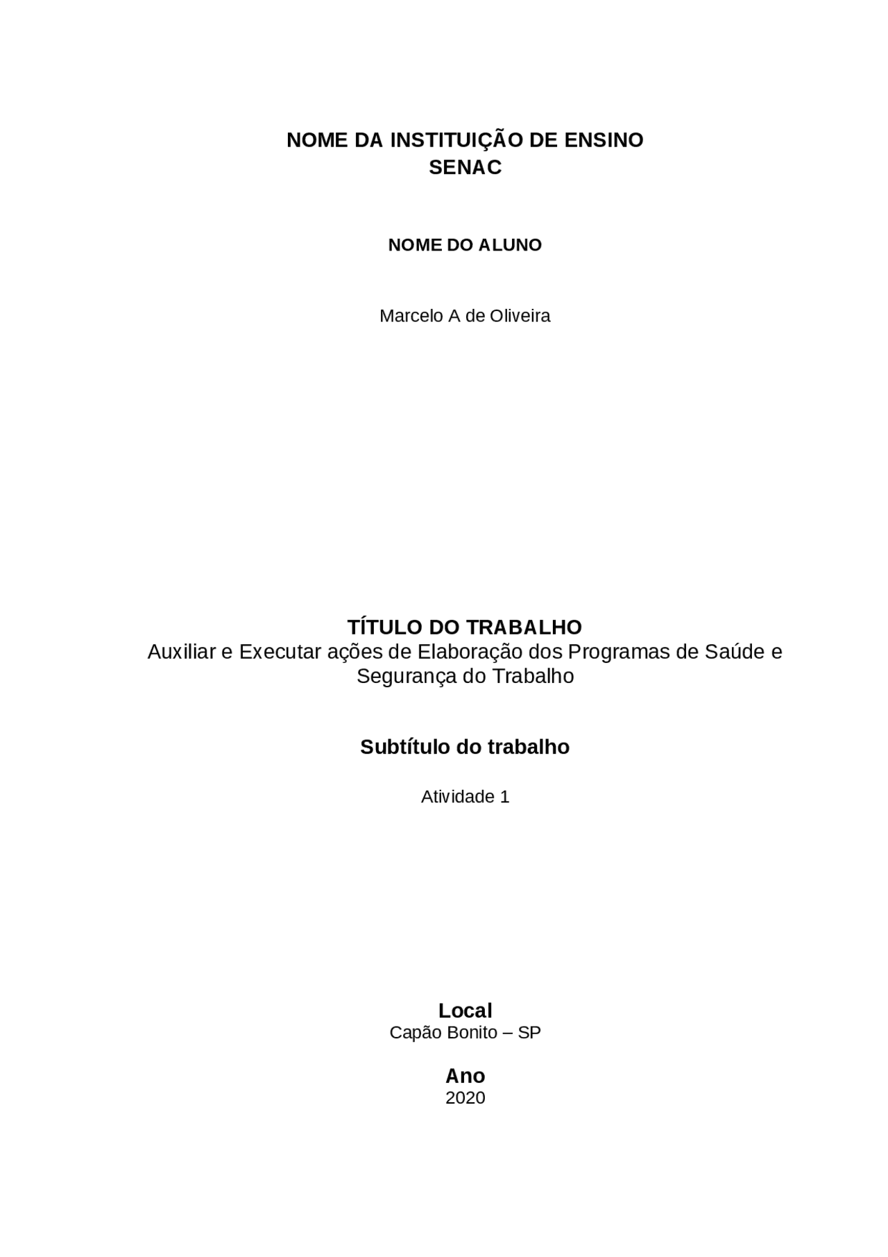 Atividade 1 Uc06 Modulo Ii Exercícios Segurança Do Trabalho Docsity