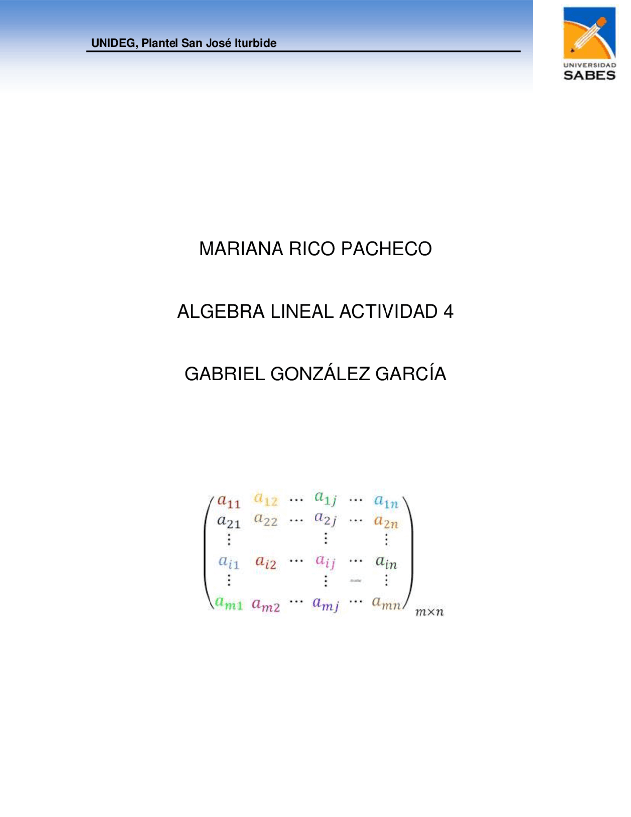 Matrices actividad número 4 - Docsity