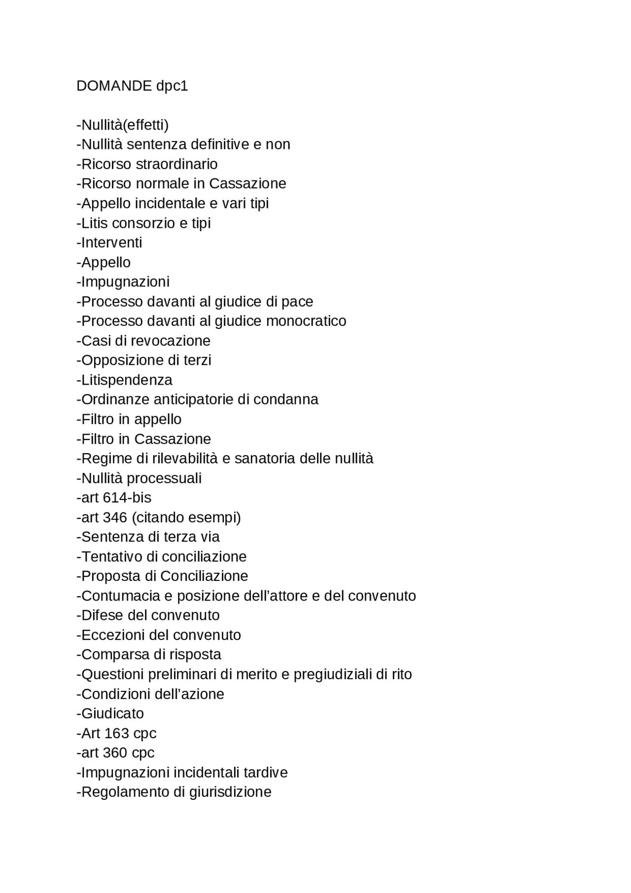 DOMANDE diritto processuale civile 1 - Docsity