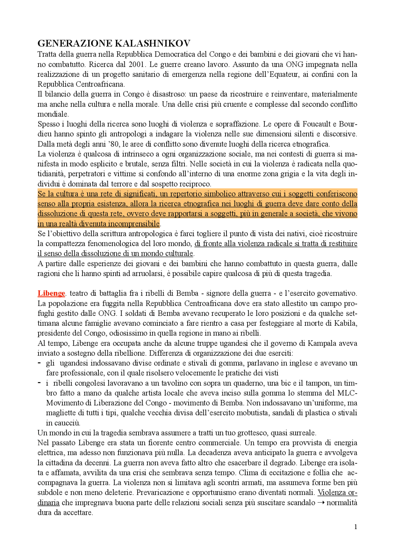 Generazione Kalashnikov Luca Jourdan Docsity