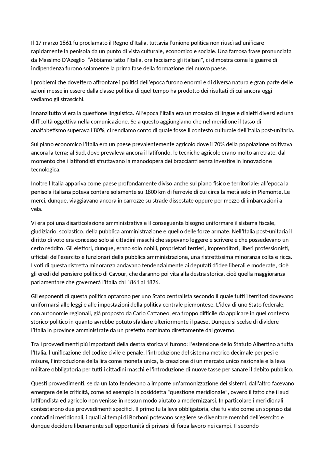 L Italia Post unitaria Docsity l-italia-post-unitaria-docsity