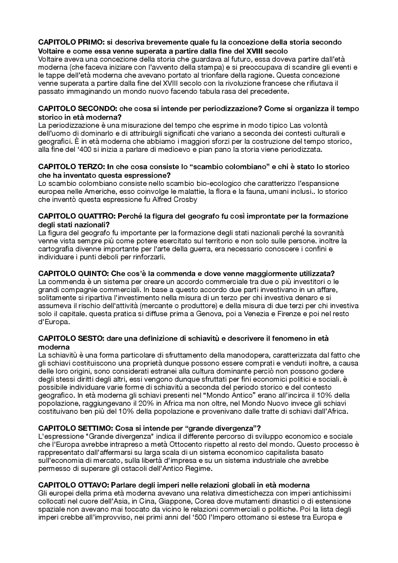 Risposte Storia Moderna Docsity